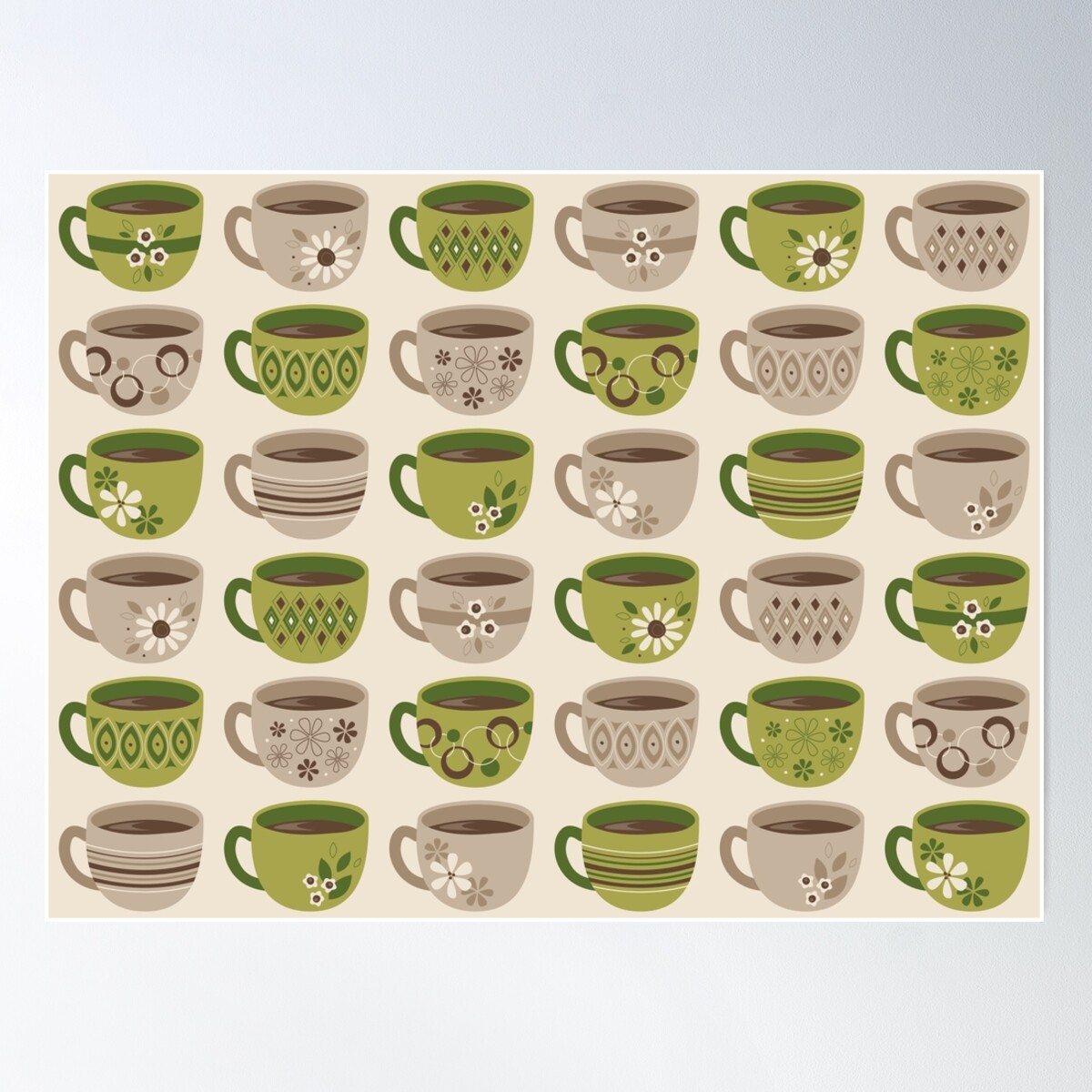 Cups Of Coffee Poster Wall Art, Modern Wall Decor For Living Room ...