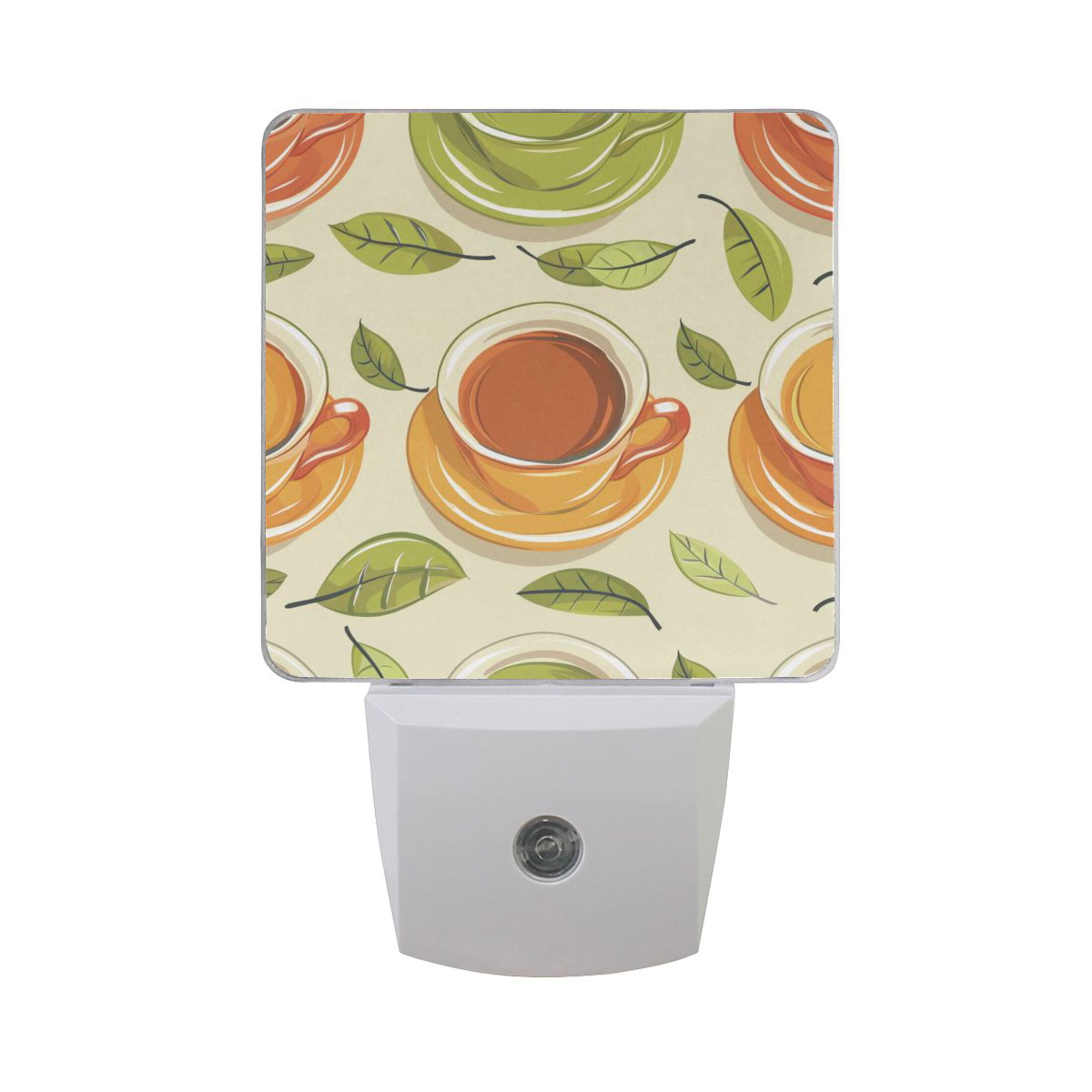 Cups Of Tea Leaves Cartoon LED Night Light with Smart Sensor Plug Into ...