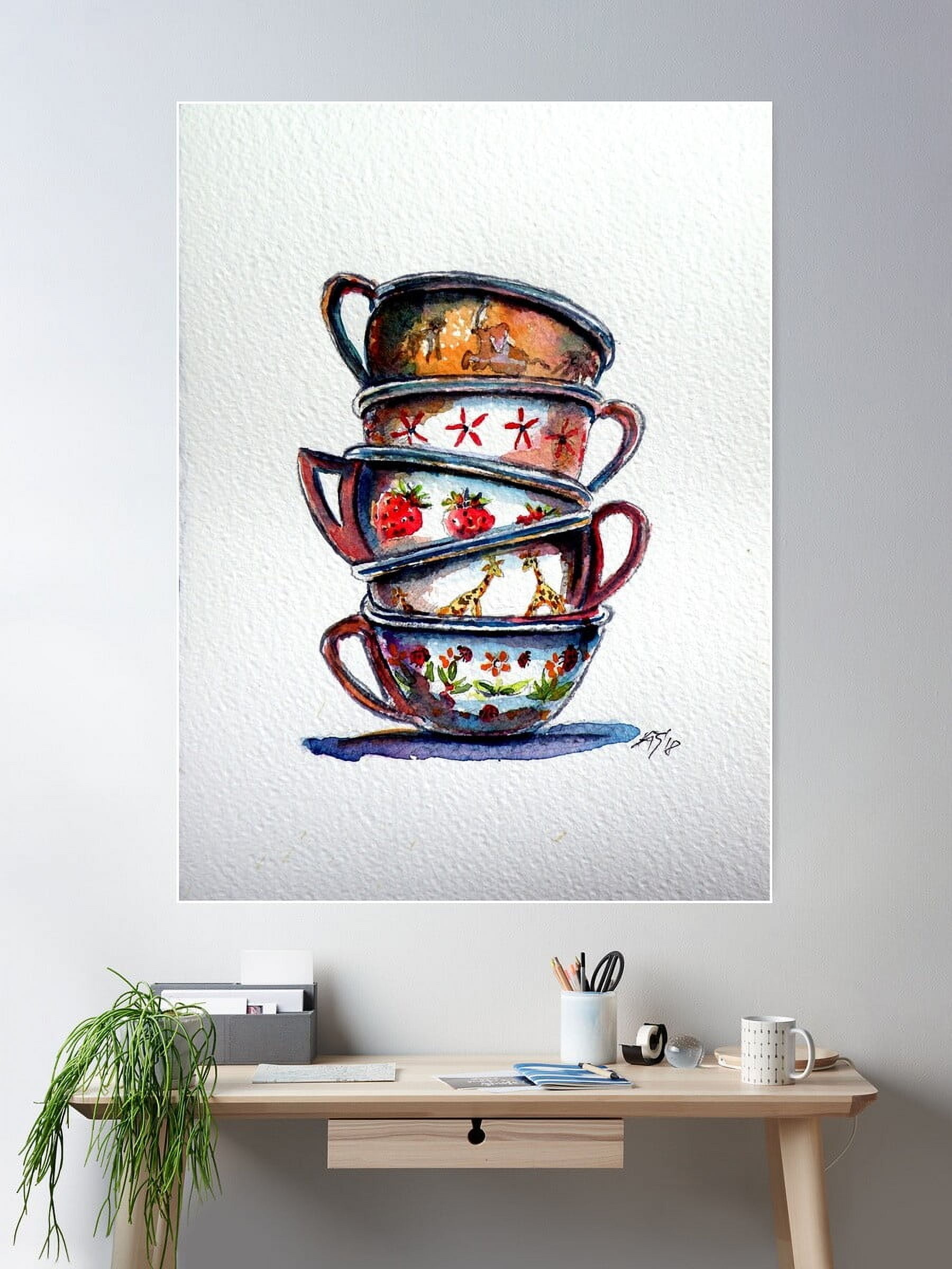 Cups Poster Wall Art, Modern Wall Decor For Living Room Bedroom, 12x18 ...