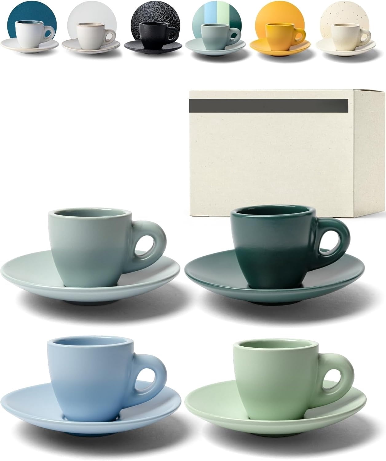 Cups Set of 4 Espresso Set Thick Walled Stoneware Espresso Cup Set ...