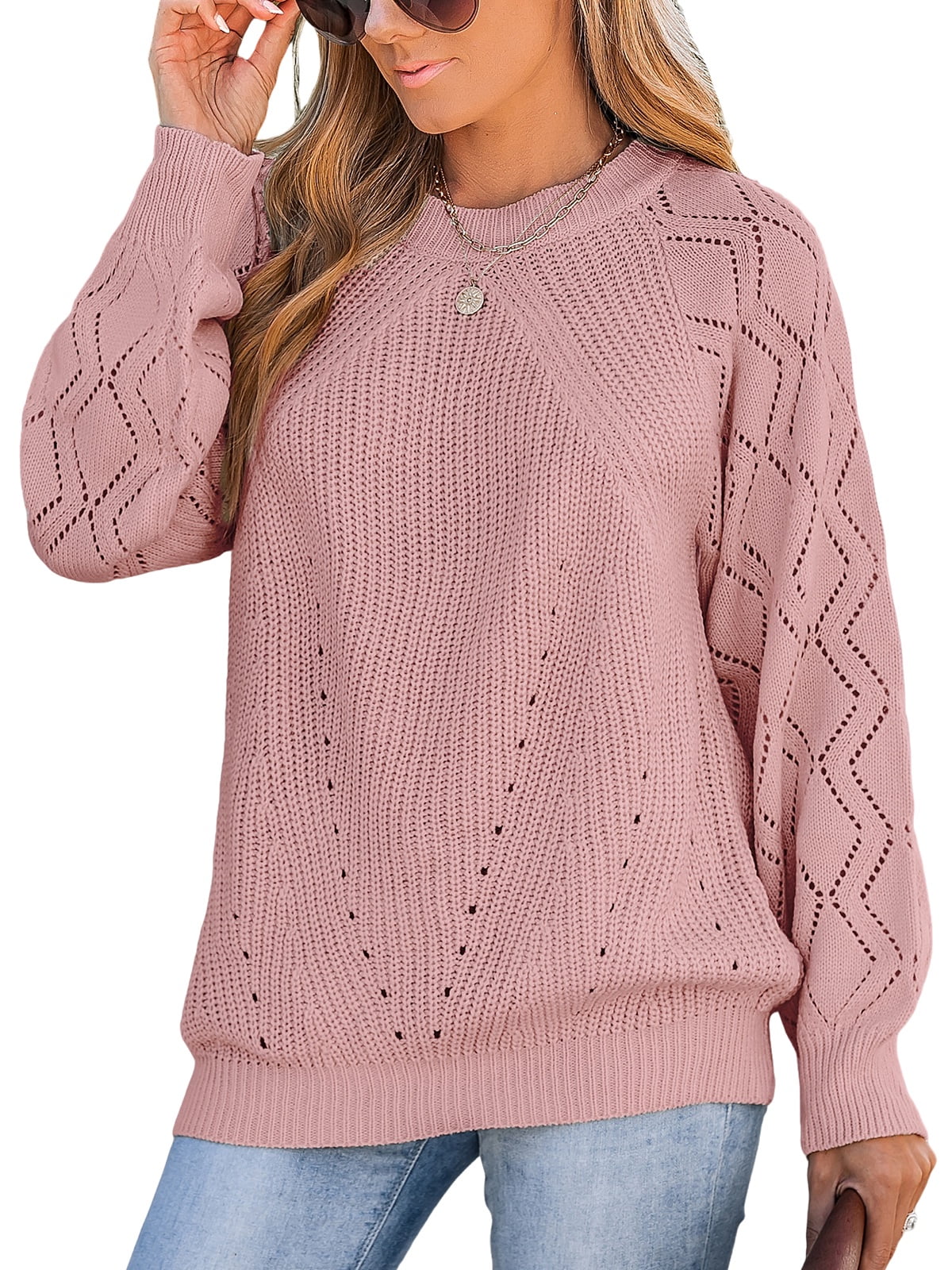 Cupshe Women's Cutout Crewneck Long Sleeve Sweater, Sizes XS-XL ...