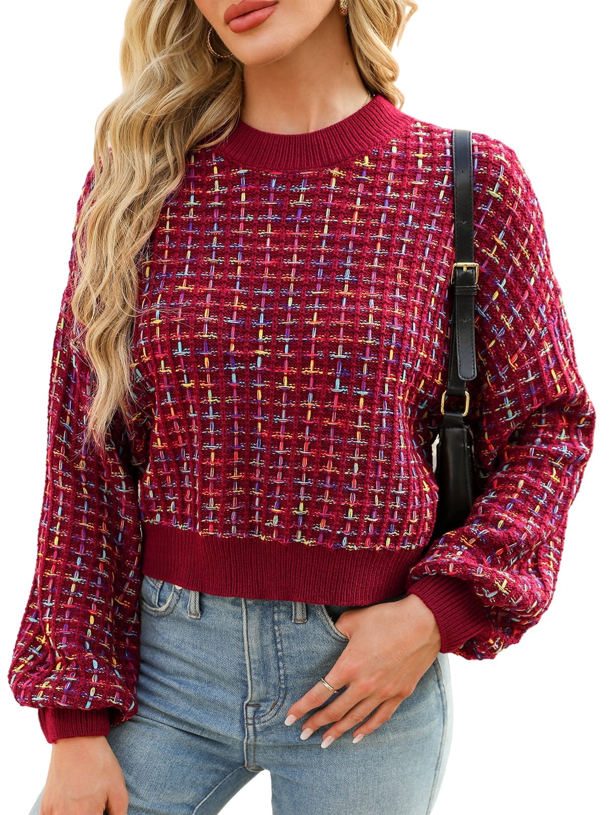Cupshe Women's Knit Round neckline Dropped long sleeves Ribbed trim ...
