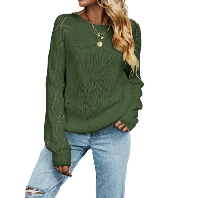 Cupshe Women's Knit Sweaters Round Neckline Cutouts Pullover Sweater ...