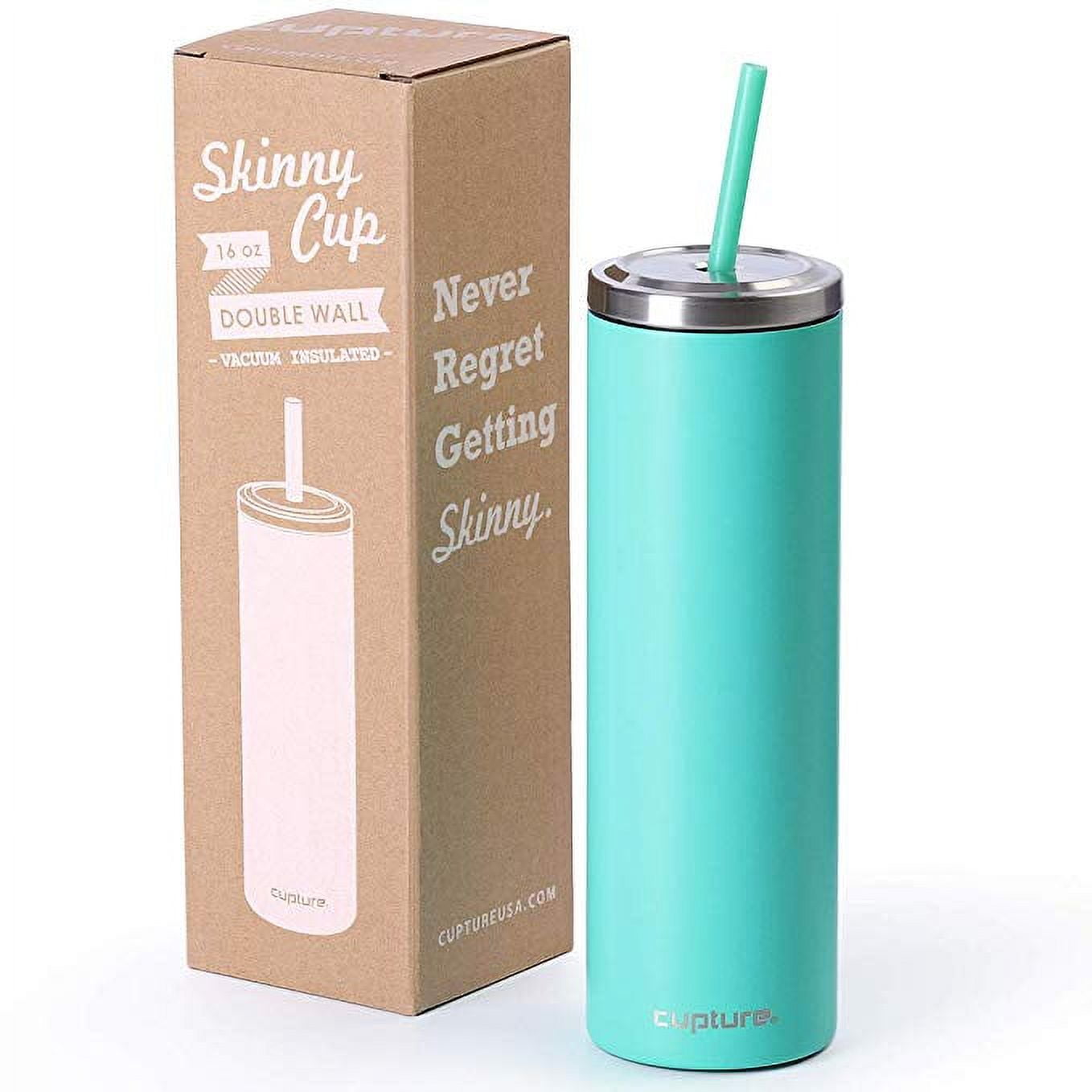 Cupture 16 oz Double Walled Slim Stainless Steel Insulated Tumbler Cup ...