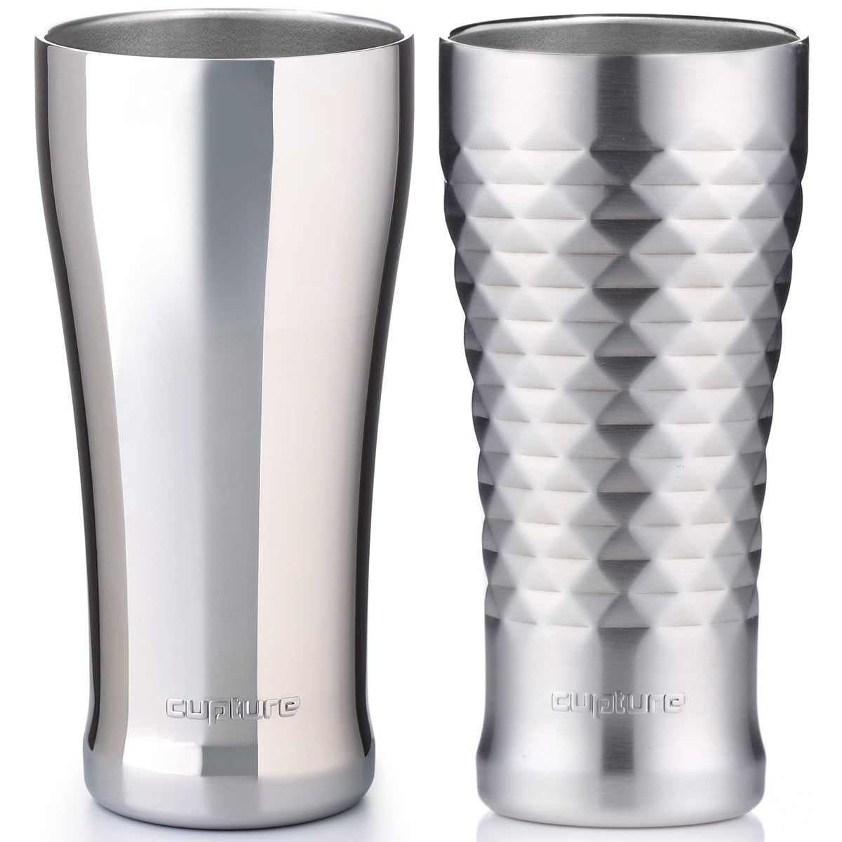 Cupture Vacuum Insulated Pint Cup - 16 oz 2pk (chrome/quilted ...