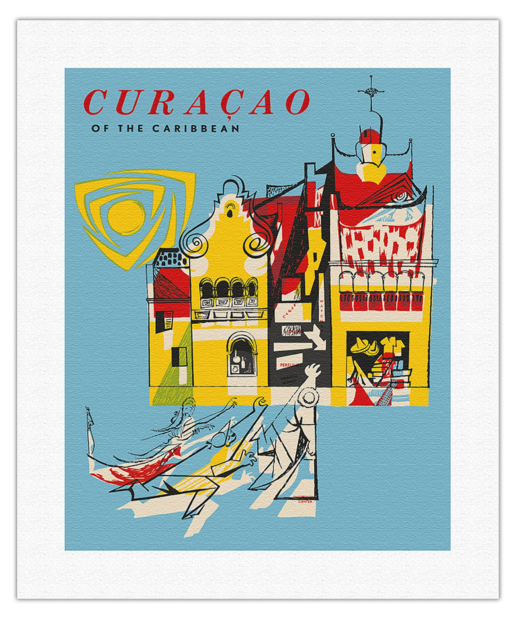 Curaçao (Curacao) of the Caribbean - Vintage Travel Poster c.1950s ...