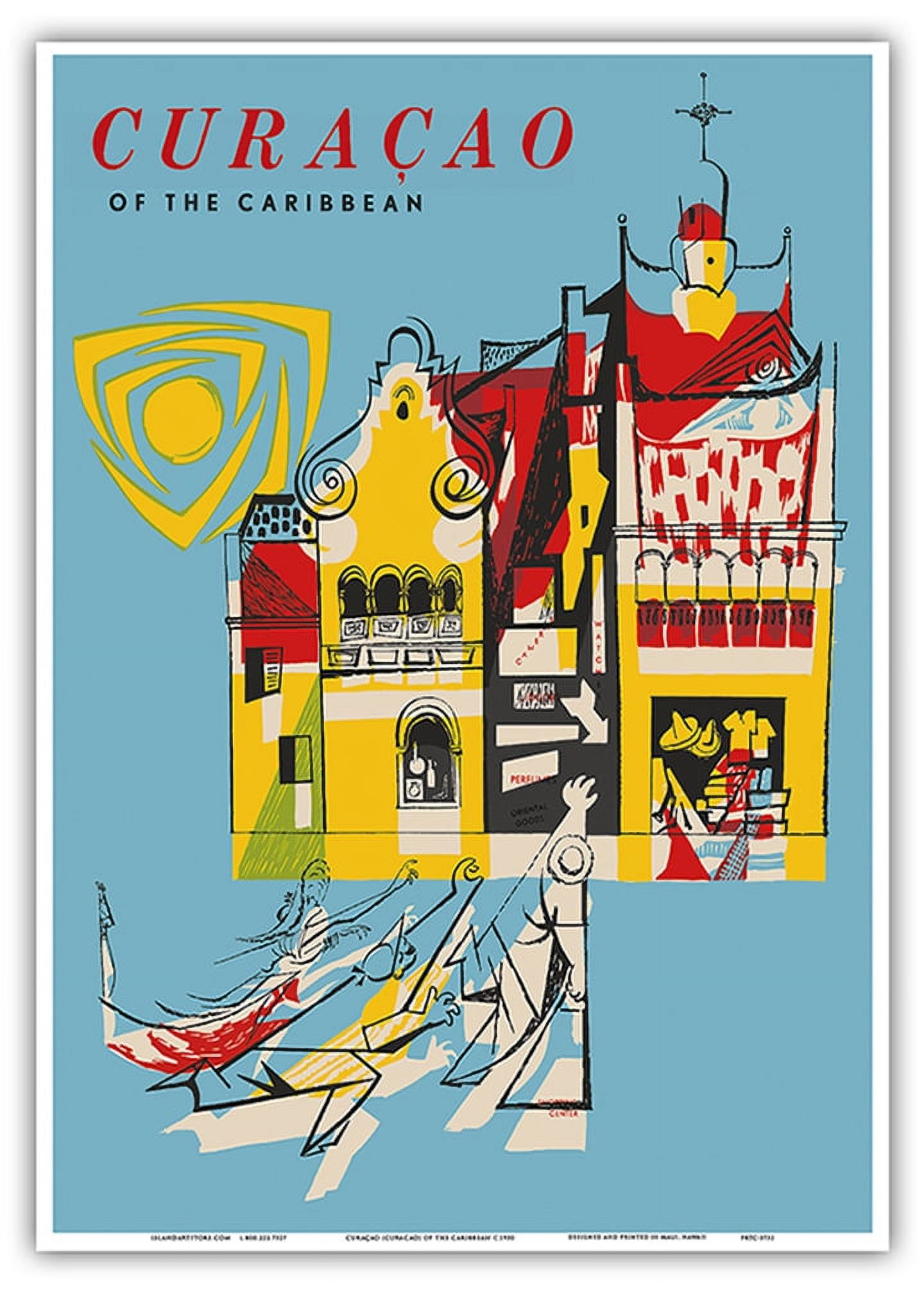 Curaçao (Curacao) of the Caribbean - Vintage Travel Poster c.1950s ...
