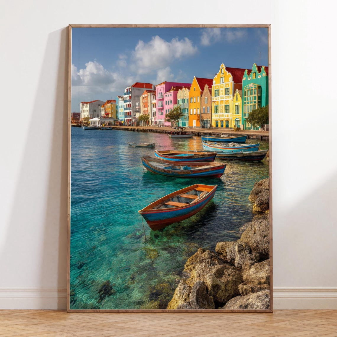 Curacao Caribbean Colorful Waterfront Harbor Scene Poster, Unframed ...