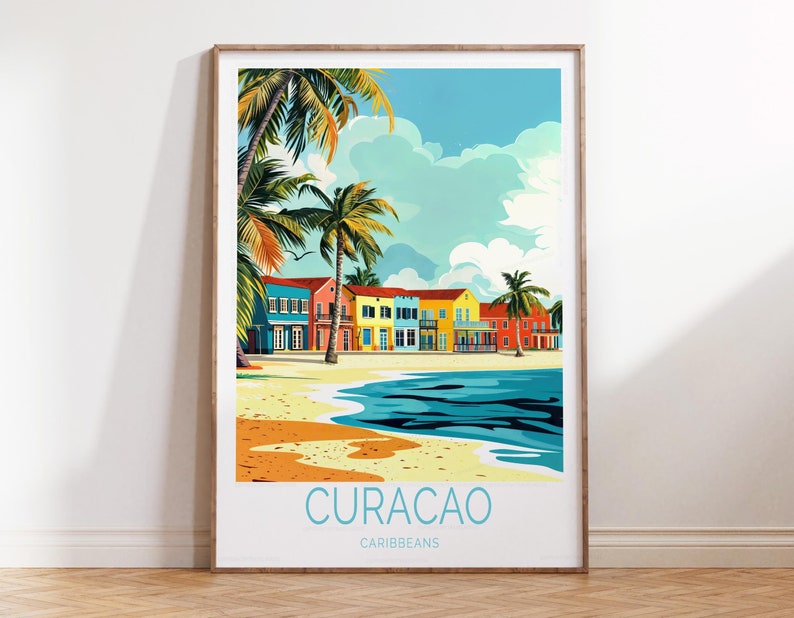 Curacao Island Poster – Caribbean Wall Art, Willemstad Print ...