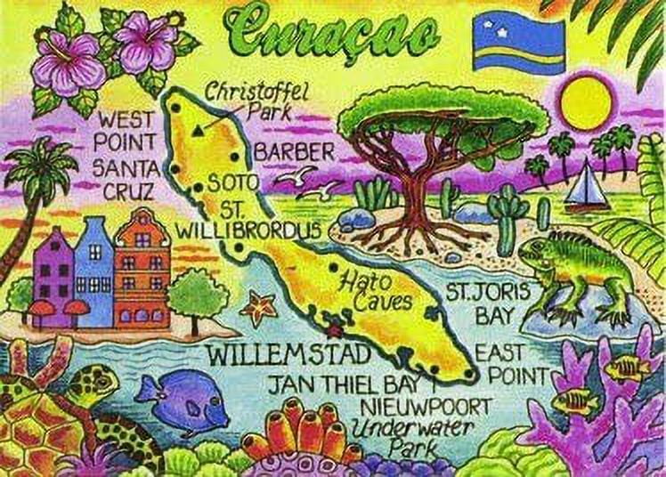 Curacao Map Caribbean Fridge Collector's Souvenir Magnet 2.5 inches X 3 ...