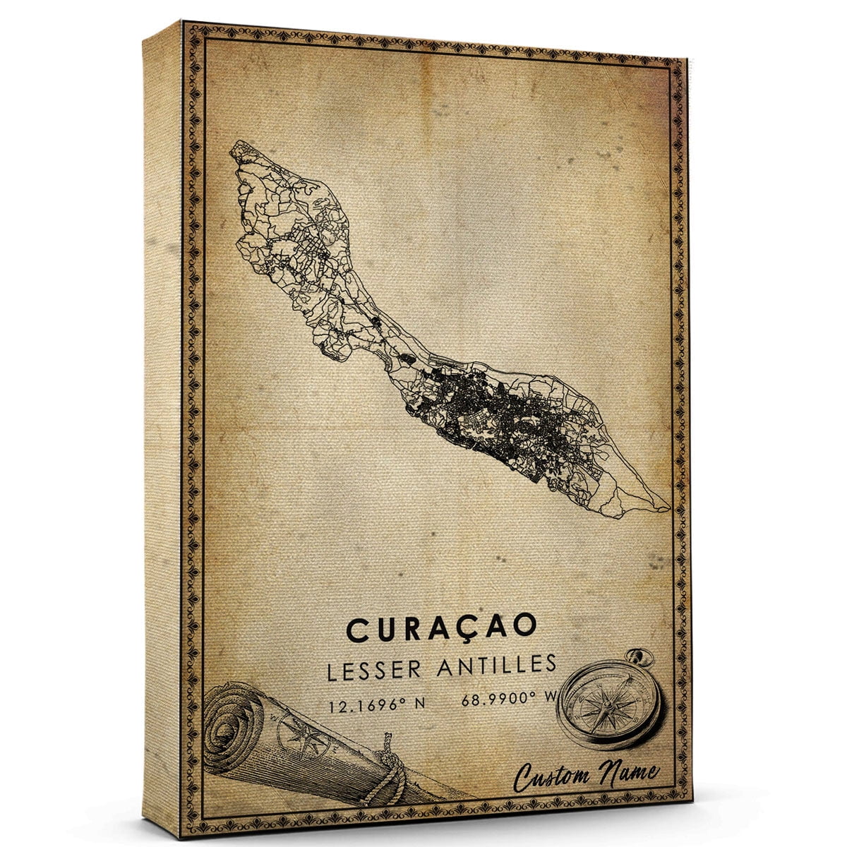 Curacao Map Poster, Lesser Antilles Map Art Poster, Canvas, Curacao Map ...