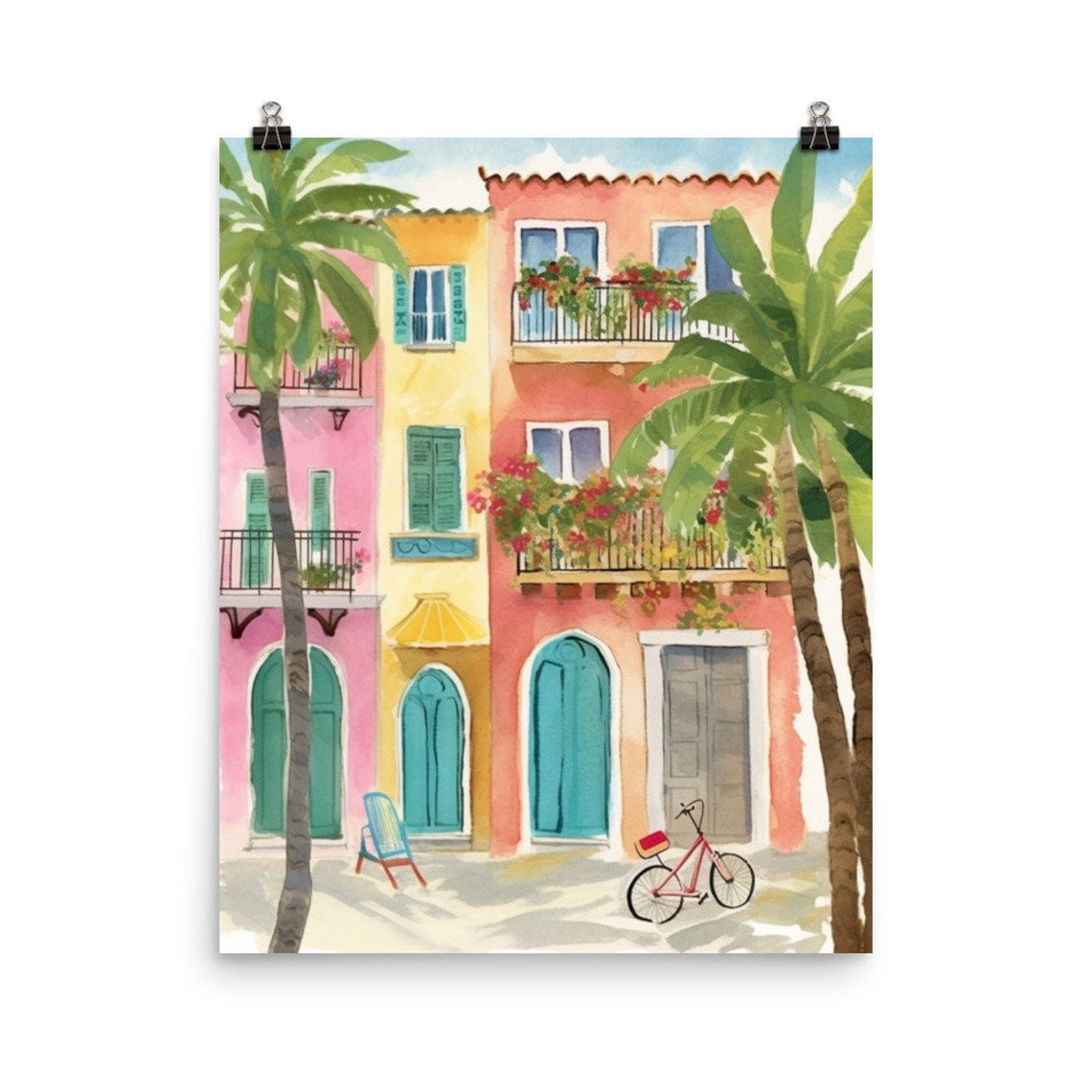 Curacao Print, Caribbean Colorful Houses Wall Art, Dutch Island Poster ...