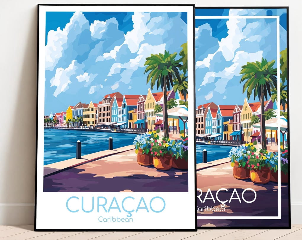 Curacao Travel Poster Curacao Poster Wall Art Caribbean Vintage Poster ...