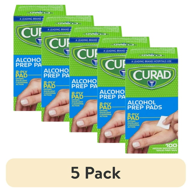 (5 pack) Curad Alcohol Prep Pads, 100 ct. - Walmart.com