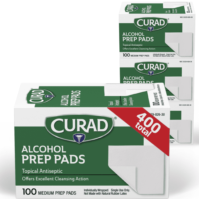 Curad Sterile Isopropyl Medical Alcohol Prep Pads, Medium 2-Ply, 400 ...