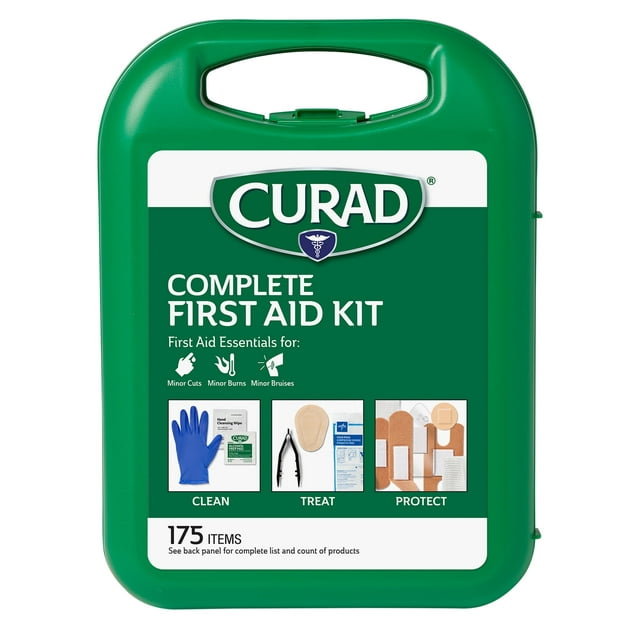 Curad Portable Complete First Aid Kit, 175-Piece Waterproof Bandage ...