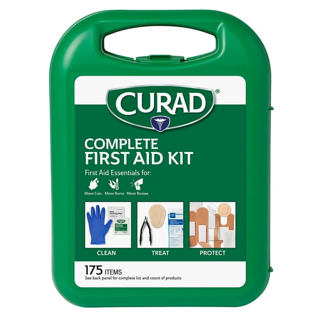 Curad Portable Complete First Aid Kit, 175-Piece Waterproof Bandage ...