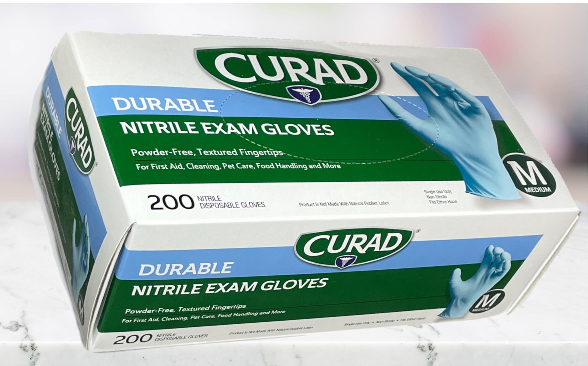 Curad Durable Powder Free Nitrile Exam Gloves Small Blue 200 ct ...