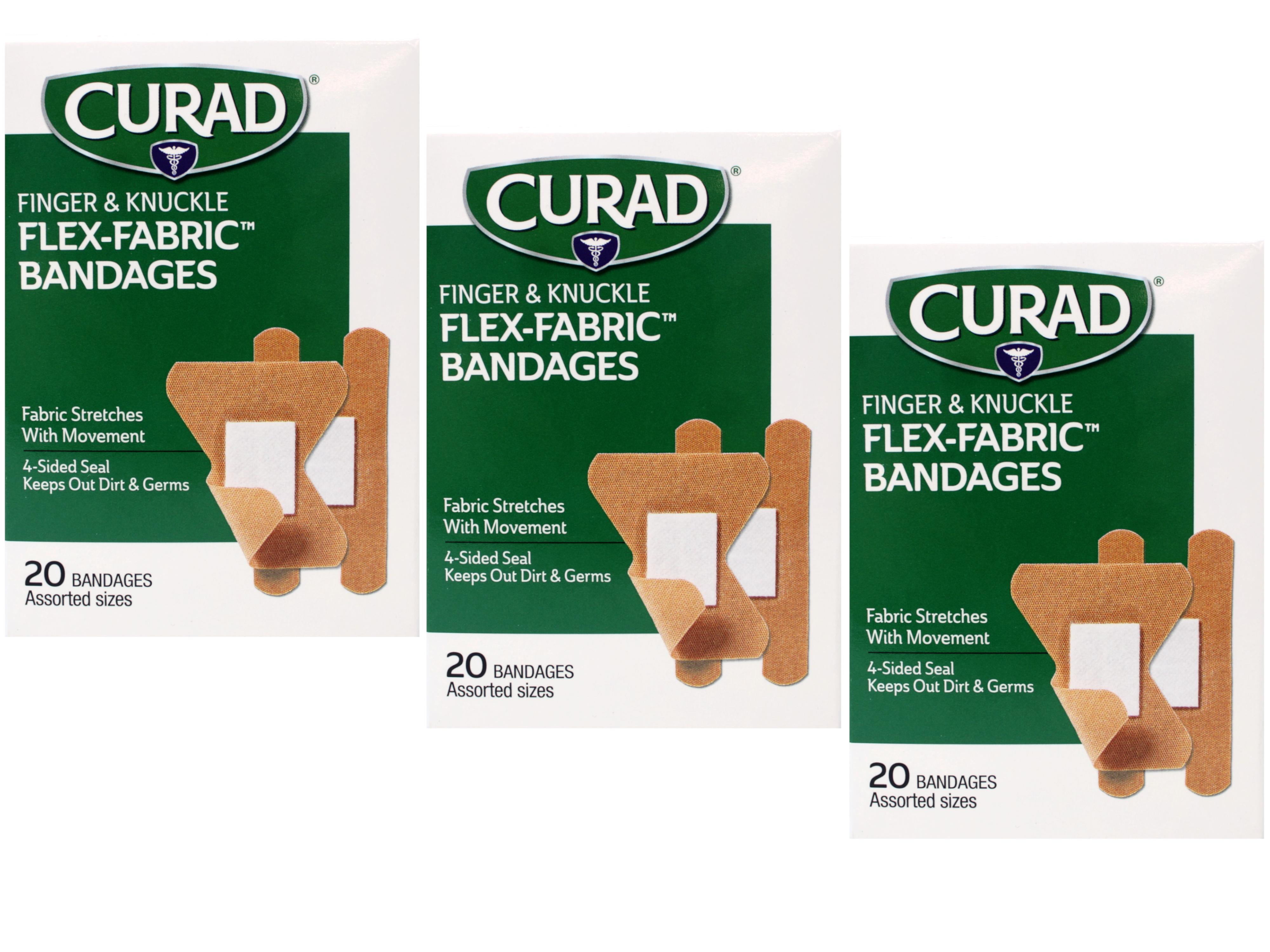 Curad Flex-Fabric Fingertip and Knuckle Bandages, Flexible Fabric, Pack ...