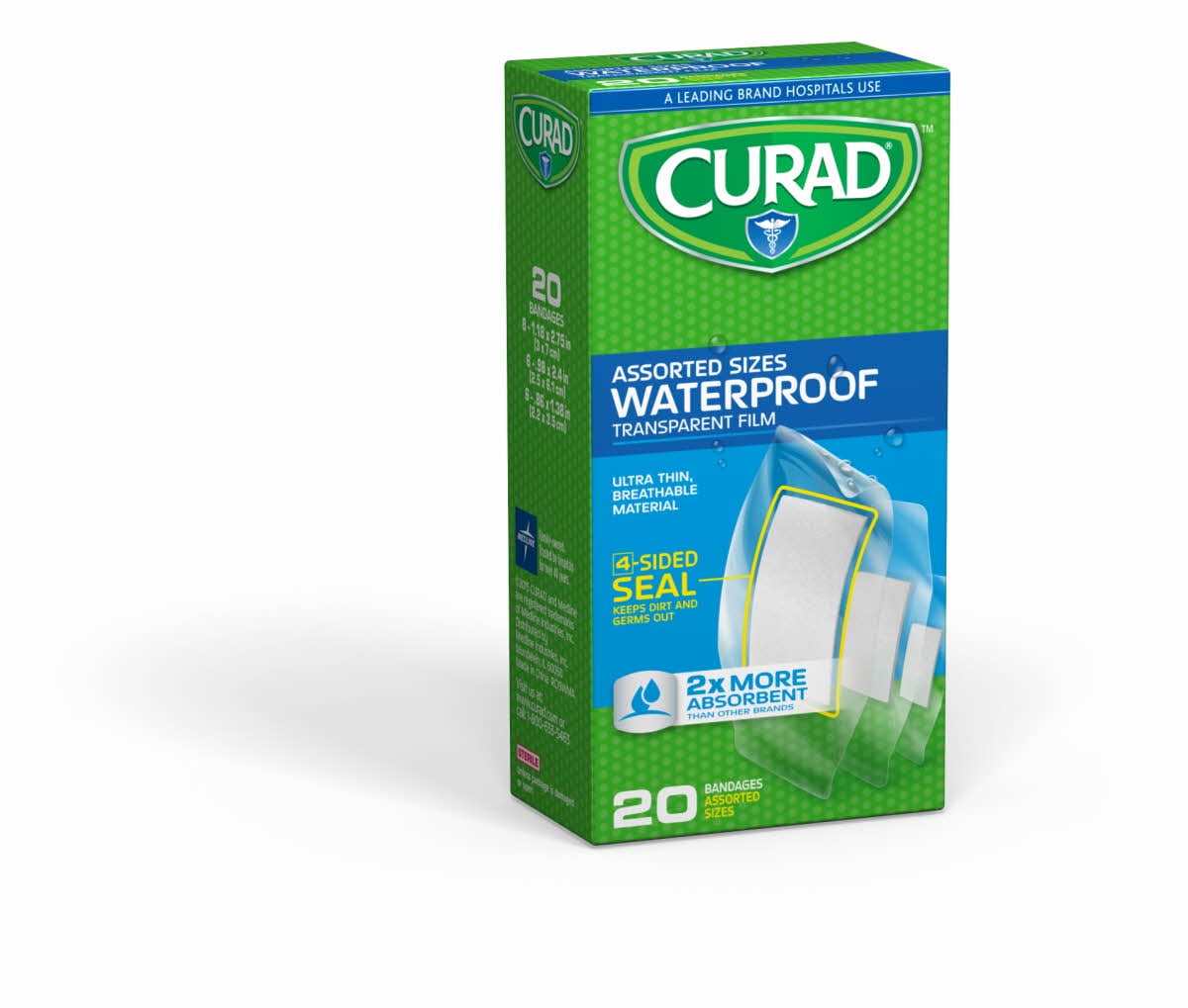 Curad, MIICUR5108, Assorted Waterproof Transparent Bandages, 20 / Box ...