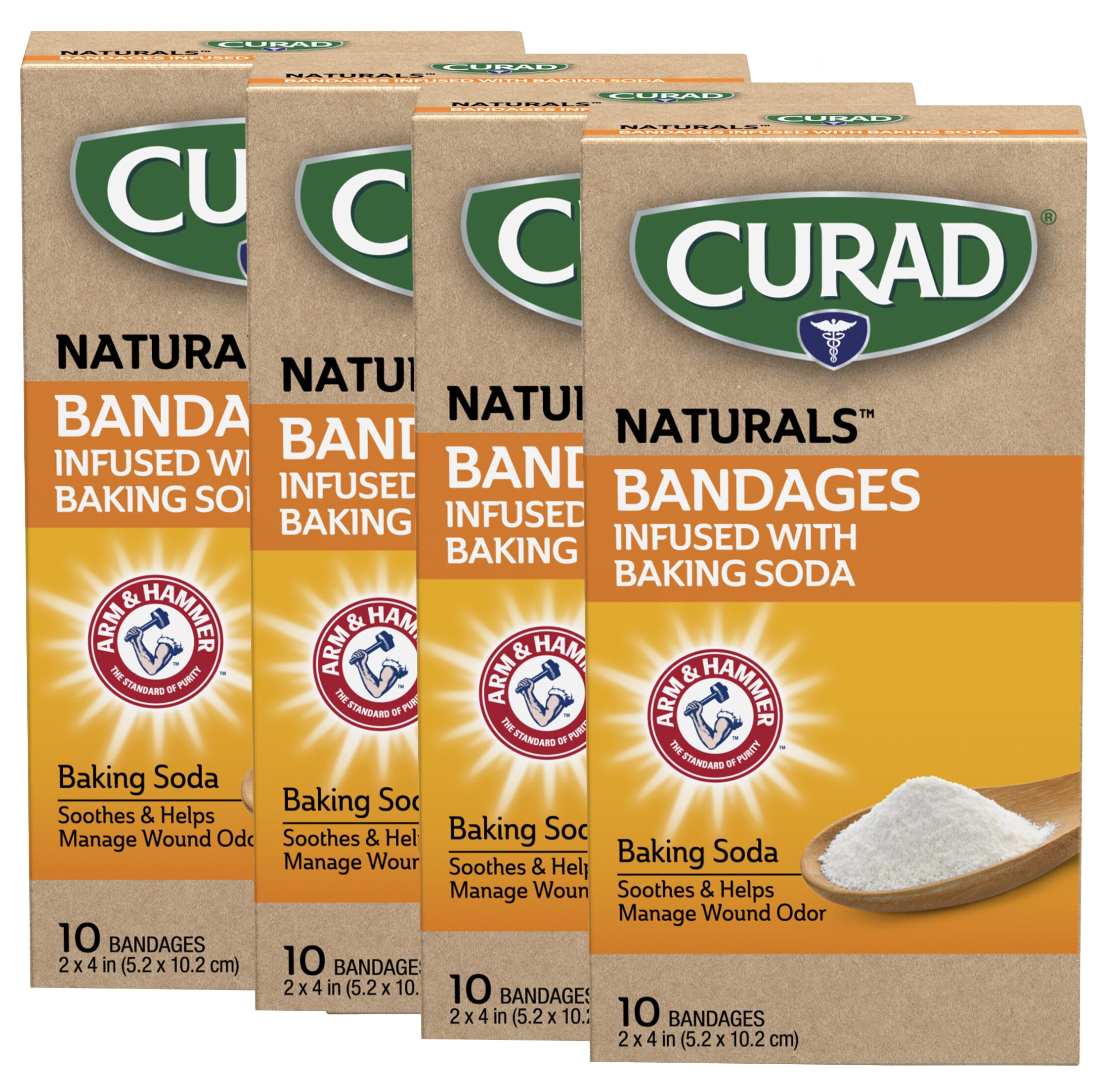 Curad Naturals Bandages with Arm & Hammer Baking Soda, 2" x 4", 40 ...