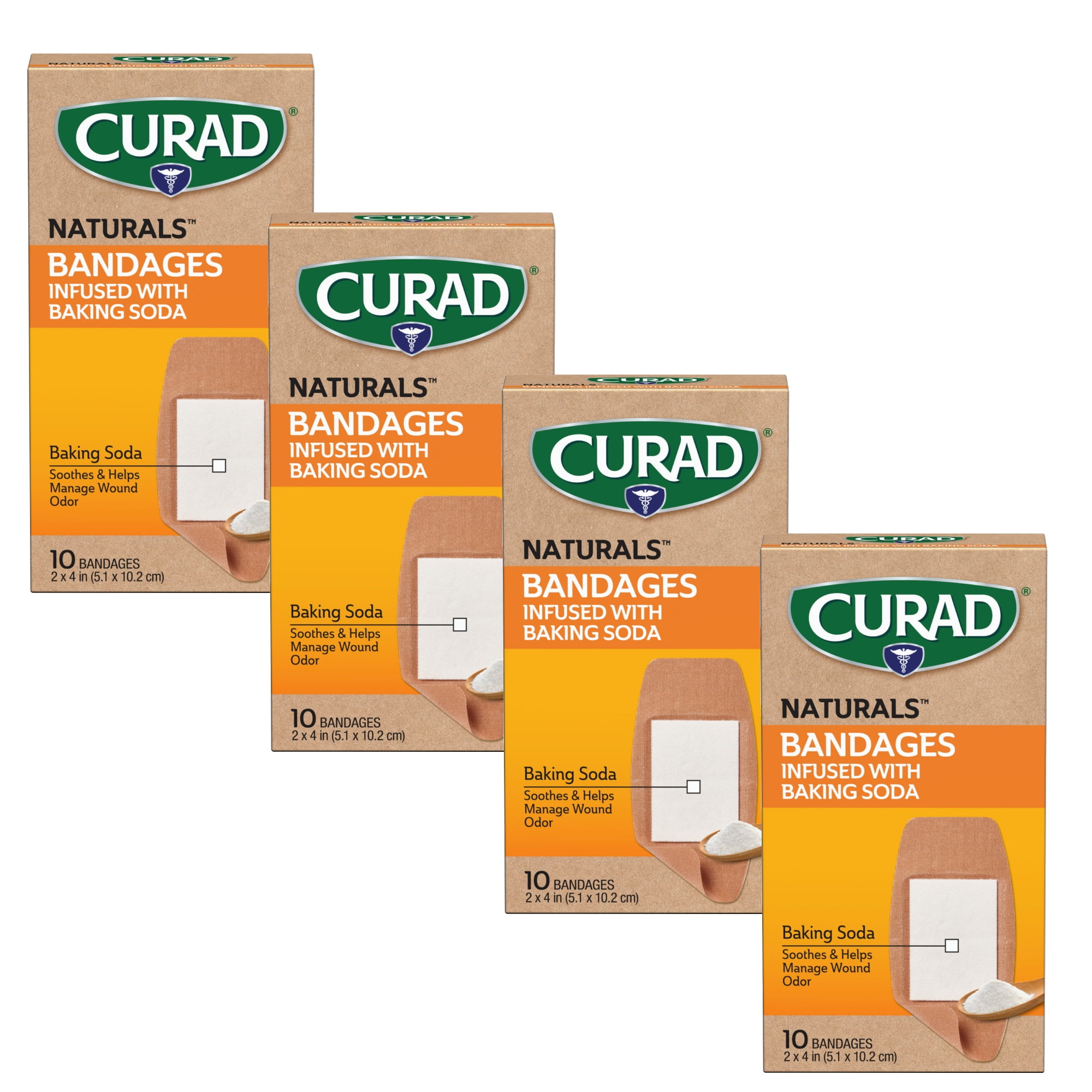 Curad Naturals Baking Soda Bandages 2" x 4", 40 Count, For Scrapes ...