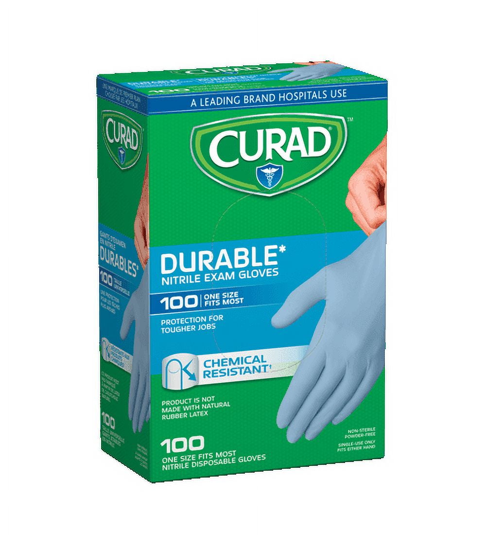 Curad Nitrile Powder-Free Exam Gloves, 100 Ct, Blue - Walmart.com