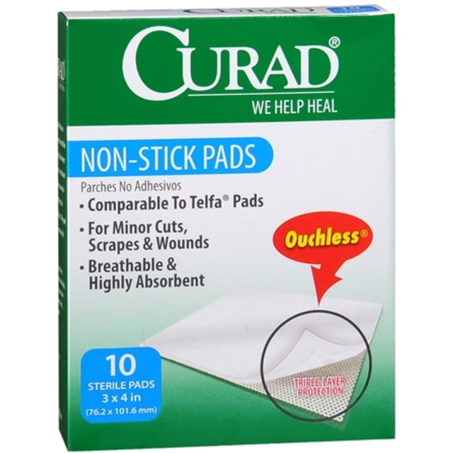 Curad Non-Stick Pads 3 Inches X 4 Inches 10 Each HSA/FSA Eligible ...