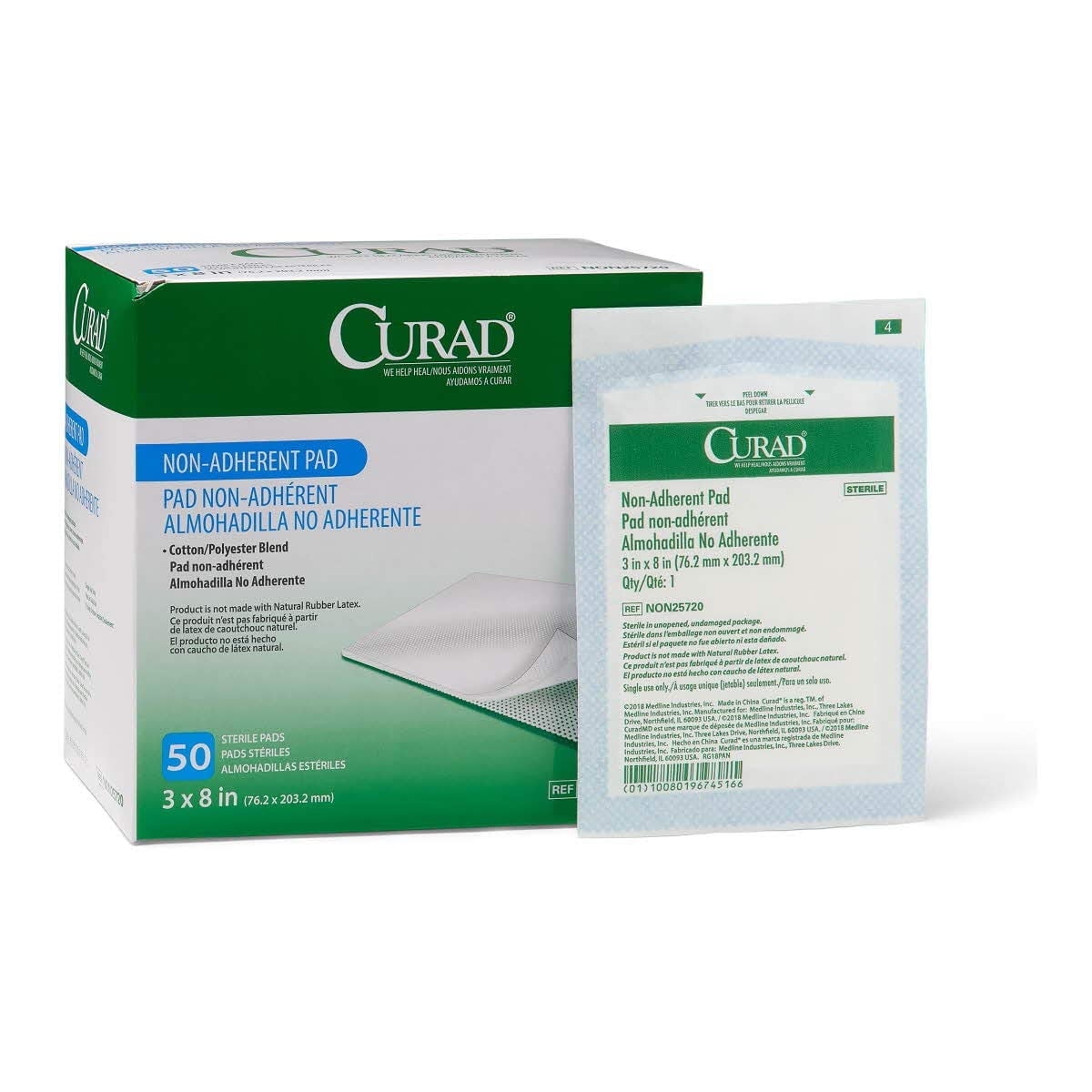 Curad Sterile Non-Adherent Pads, 3" X 8", 50 Count HSA/FSA Eligible ...