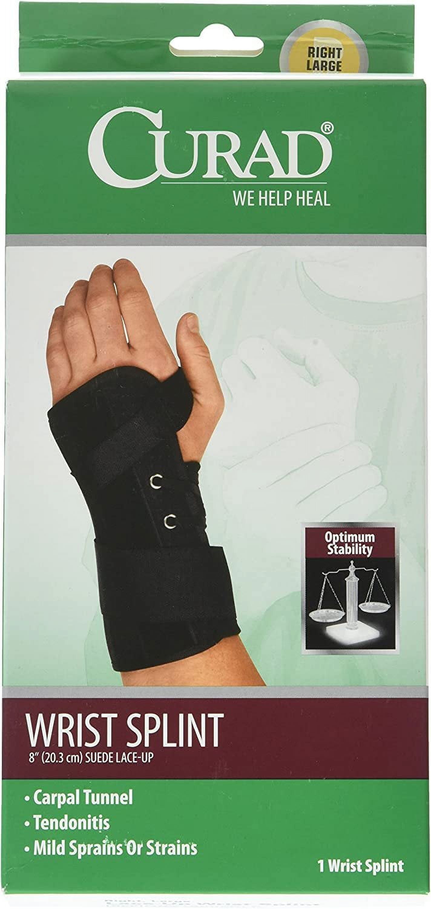 Curad Suede Lace-Up Wrist Splint, Right, Large HSA/FSA Eligible ...