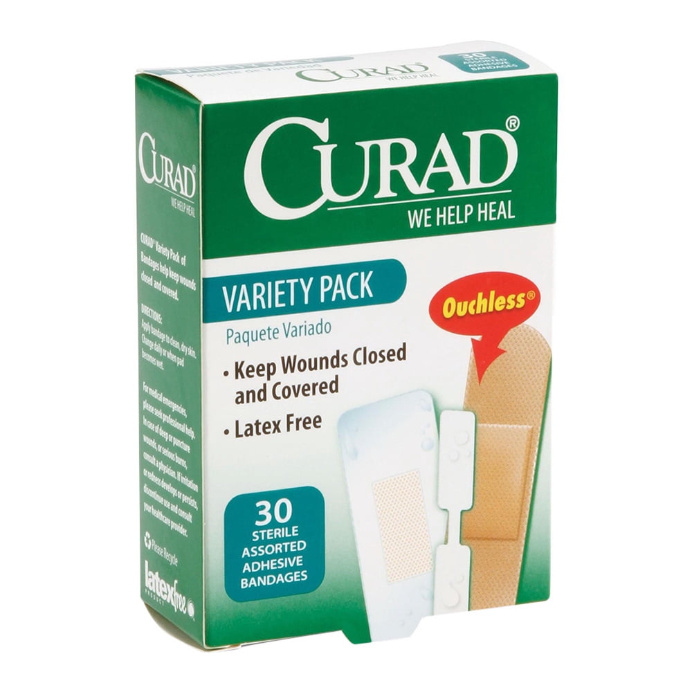 Curad Variety Pack Sterile Assorted Adhesive Bandages, 30 Ea, 3 Pack ...