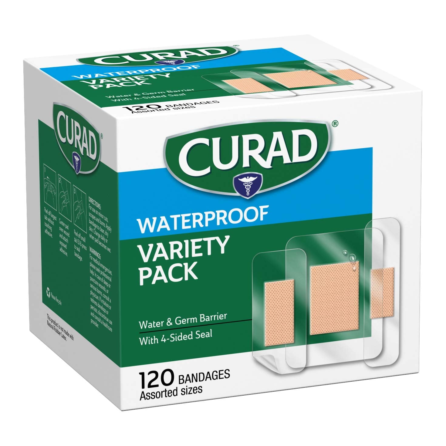 Curad Waterproof Bandage Variety Pack, 3 Styles Included; Assorted Size ...