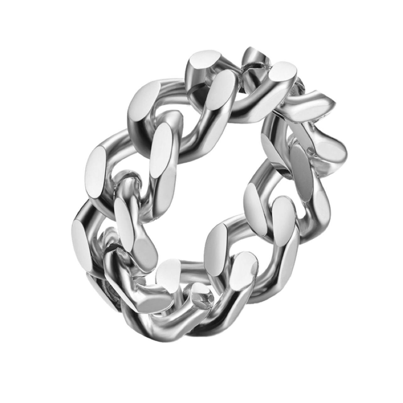 Curb Chain Ring for Men & Women - Titanium Steel Tarnish-Resistant Band ...