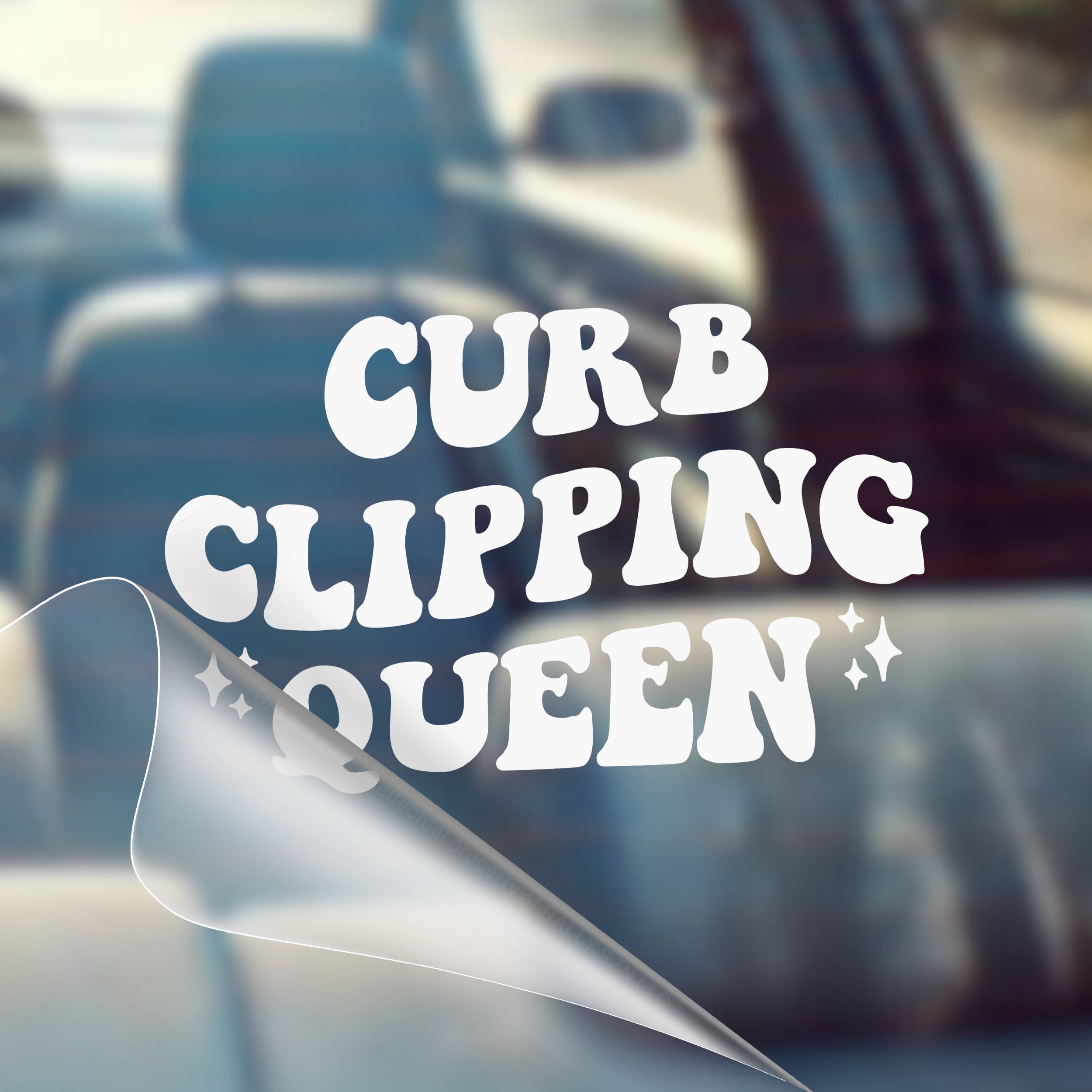 Curb Clippling Queen Cute Retro Vintage Wavy Font Funny Car Vinyl