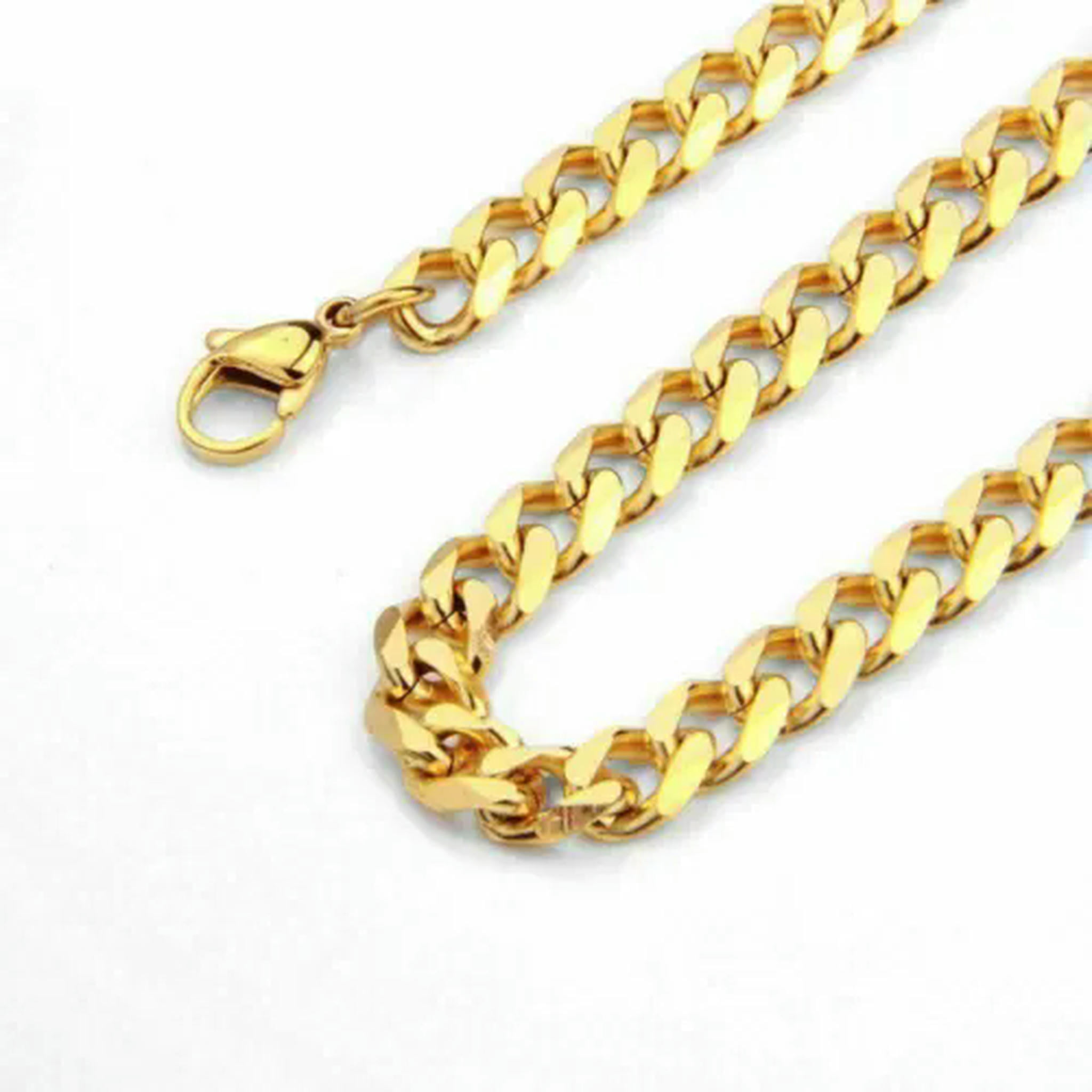 Curb Link Chain Necklace 4-8mm 18-30" Stainless Steel Silver 18K Gold ...