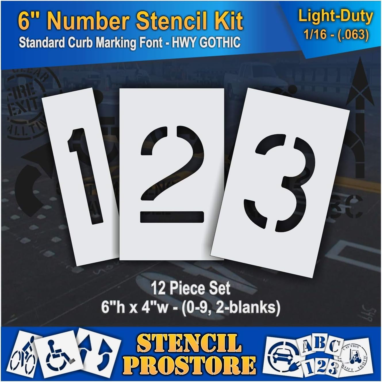Curb Median s - 6 inch NUMBER KIT SET - (12 Piece) - 6" x 4" x 1/16 ...