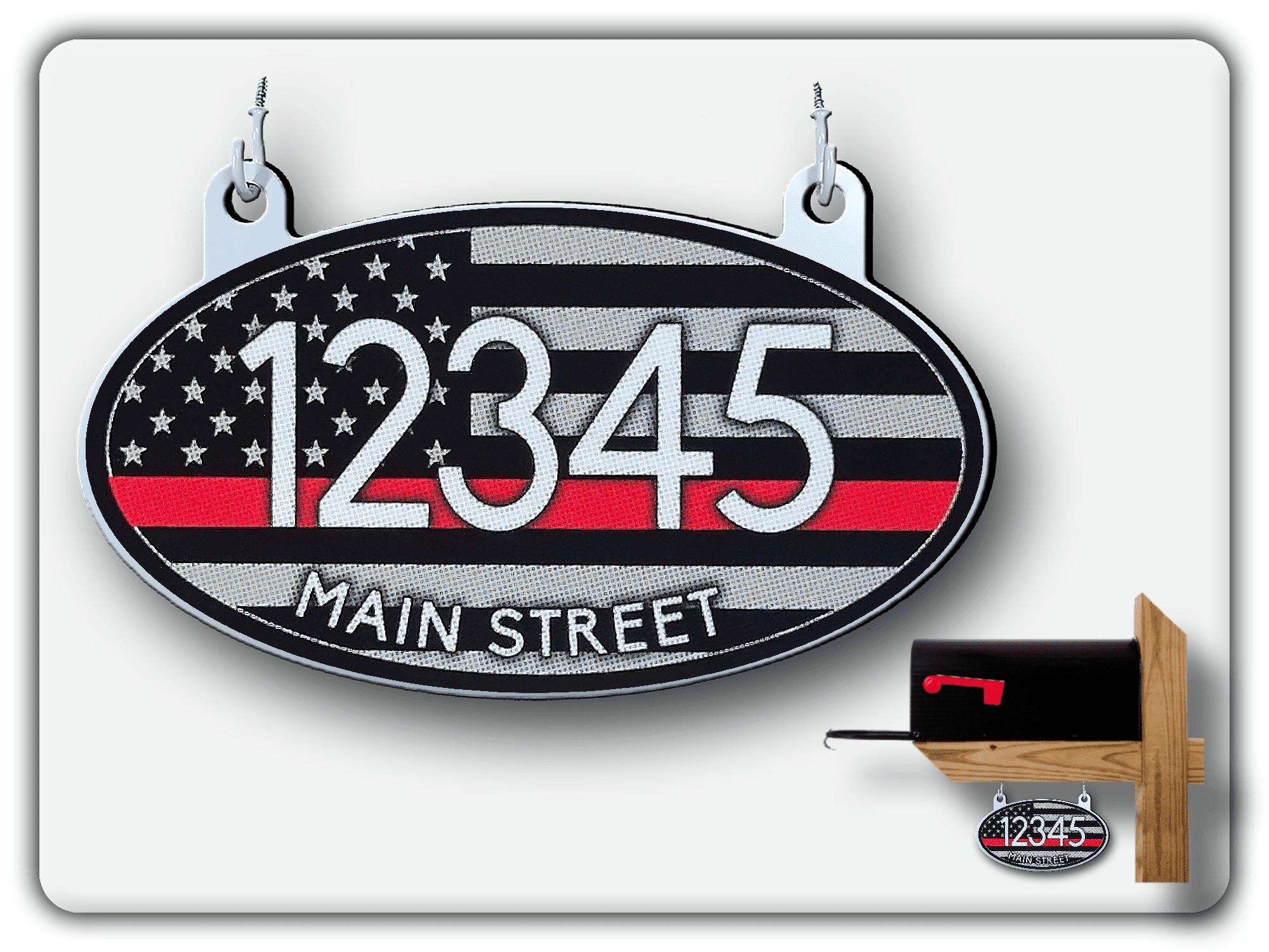 Hanging Mailbox Numbers, Super Reflective Customized Oval Mailbox ...