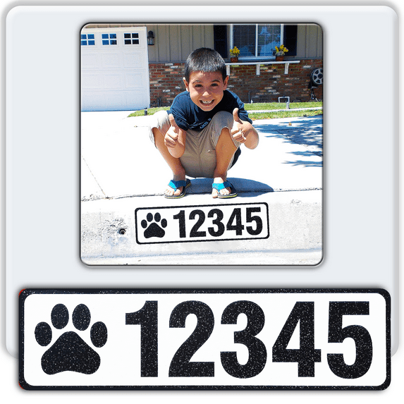 Curb-N-Sign®Curb Wrap® Address Sticker Decal, Customized Reflective Aluminum Curb Address Number ...