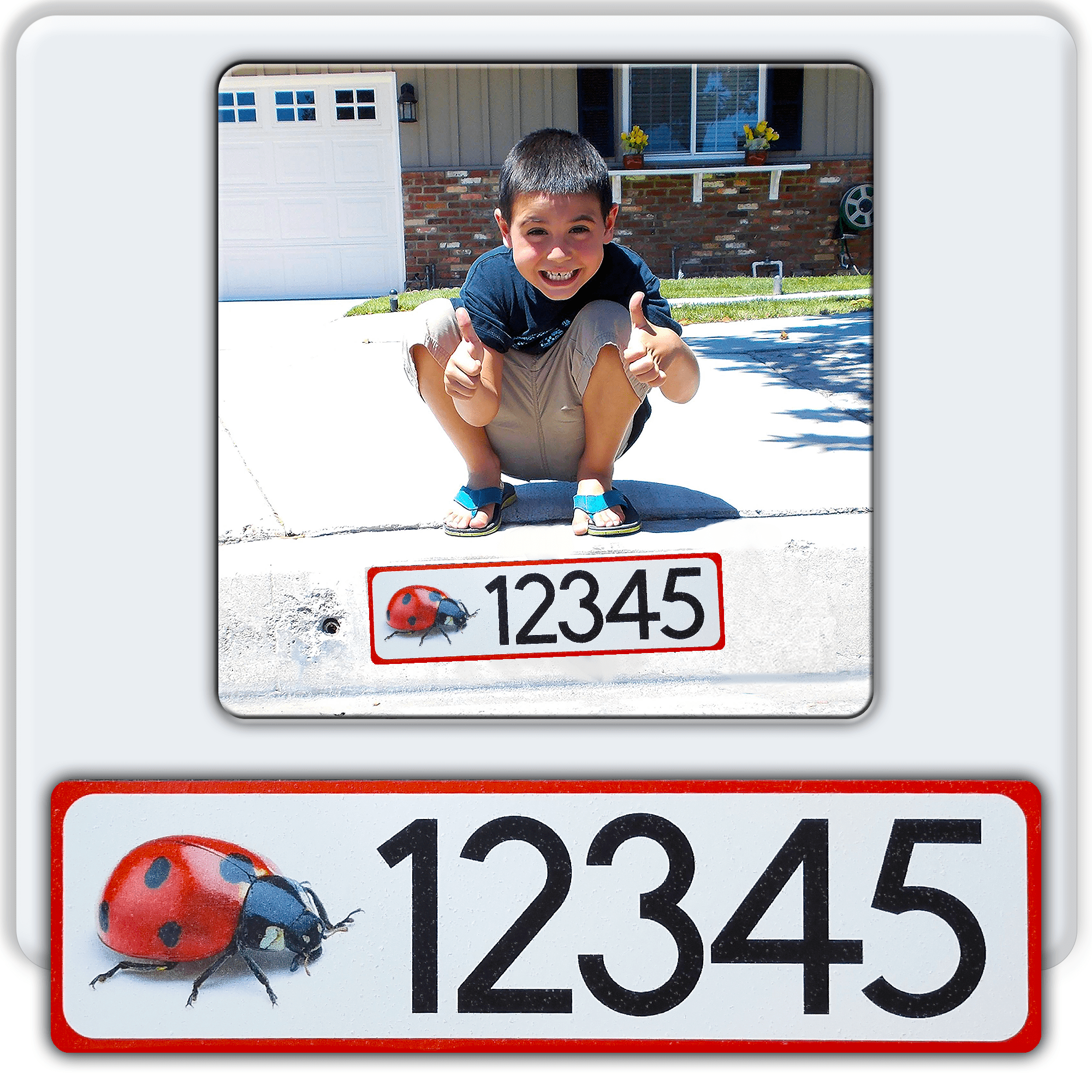 Curb-N-Sign®Curb Wrap® Address Sticker Decal, Customized Reflective Aluminum Curb Address Number ...