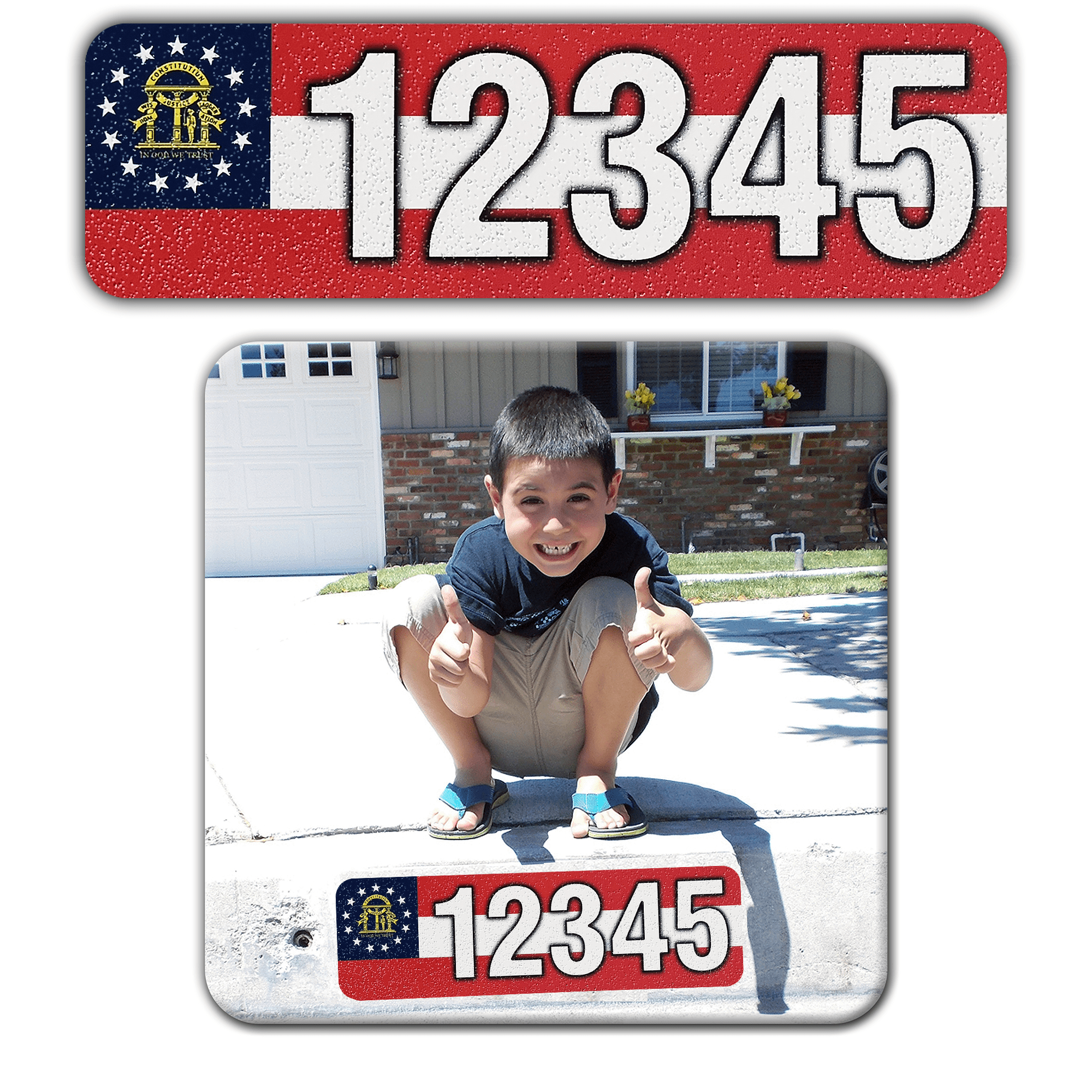 Curb-N-Sign® Curb Wrap® Reflective Address Sticker Decal, Customized Aluminum House Number Decal ...