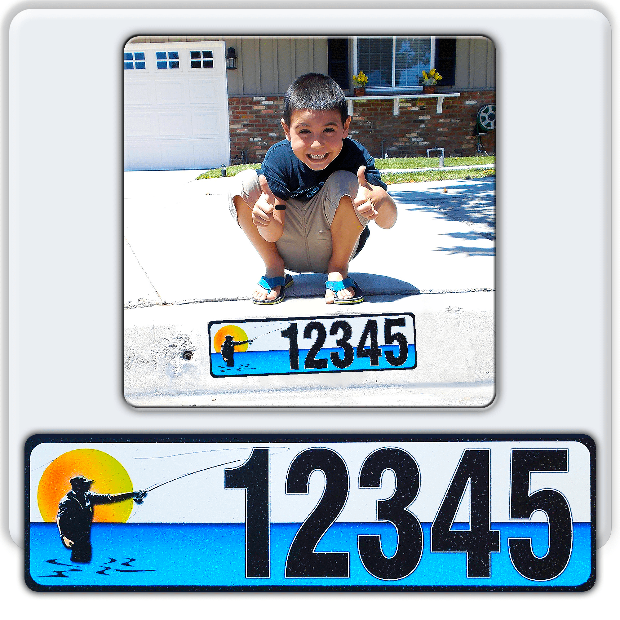 Curb-N-Sign® Customized Curb Wrap® House Number Sticker Decal for Outdoor, Super Reflective ...