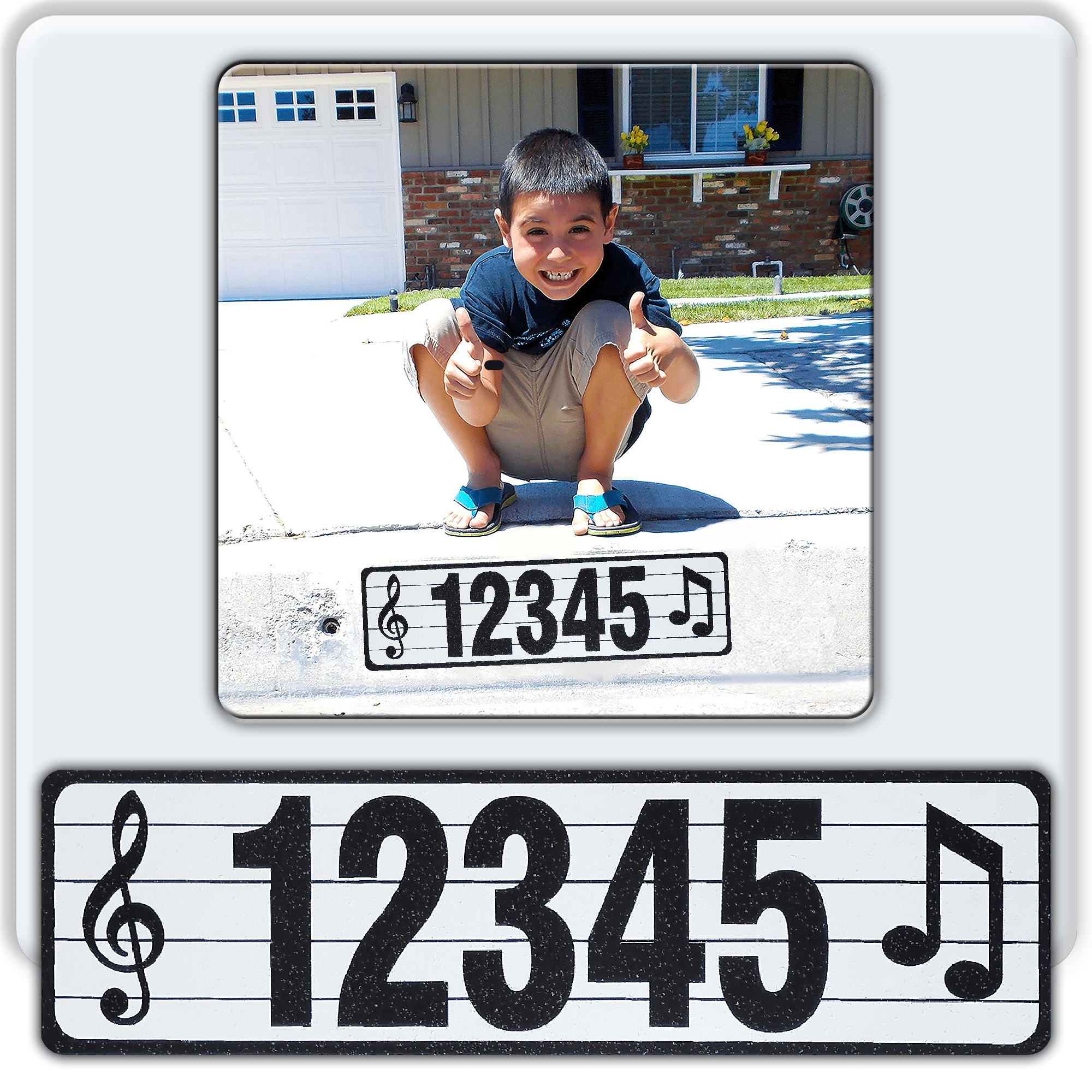 Curb-N-Sign® Customized Curb Wrap® House Number Sticker Decal for Outdoor, Super Reflective ...