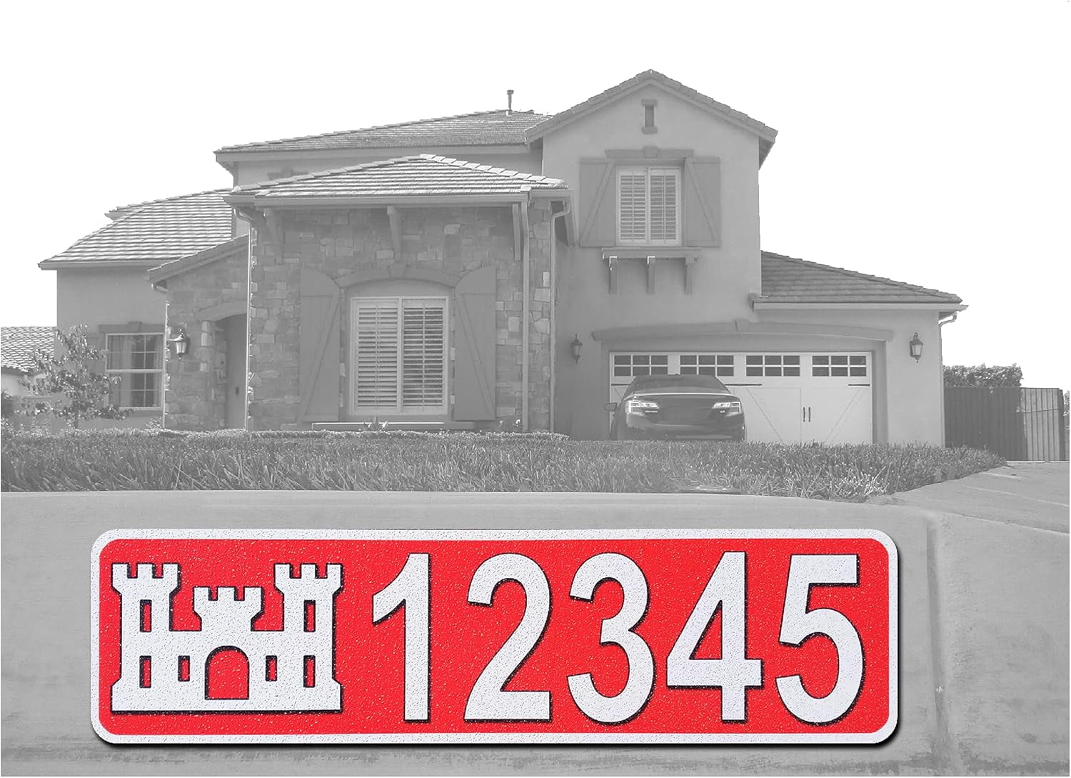 Curb-N-Sign® Customized Reflective Aluminum Curb Address Sticker Decal, Military Curb Wrap ...