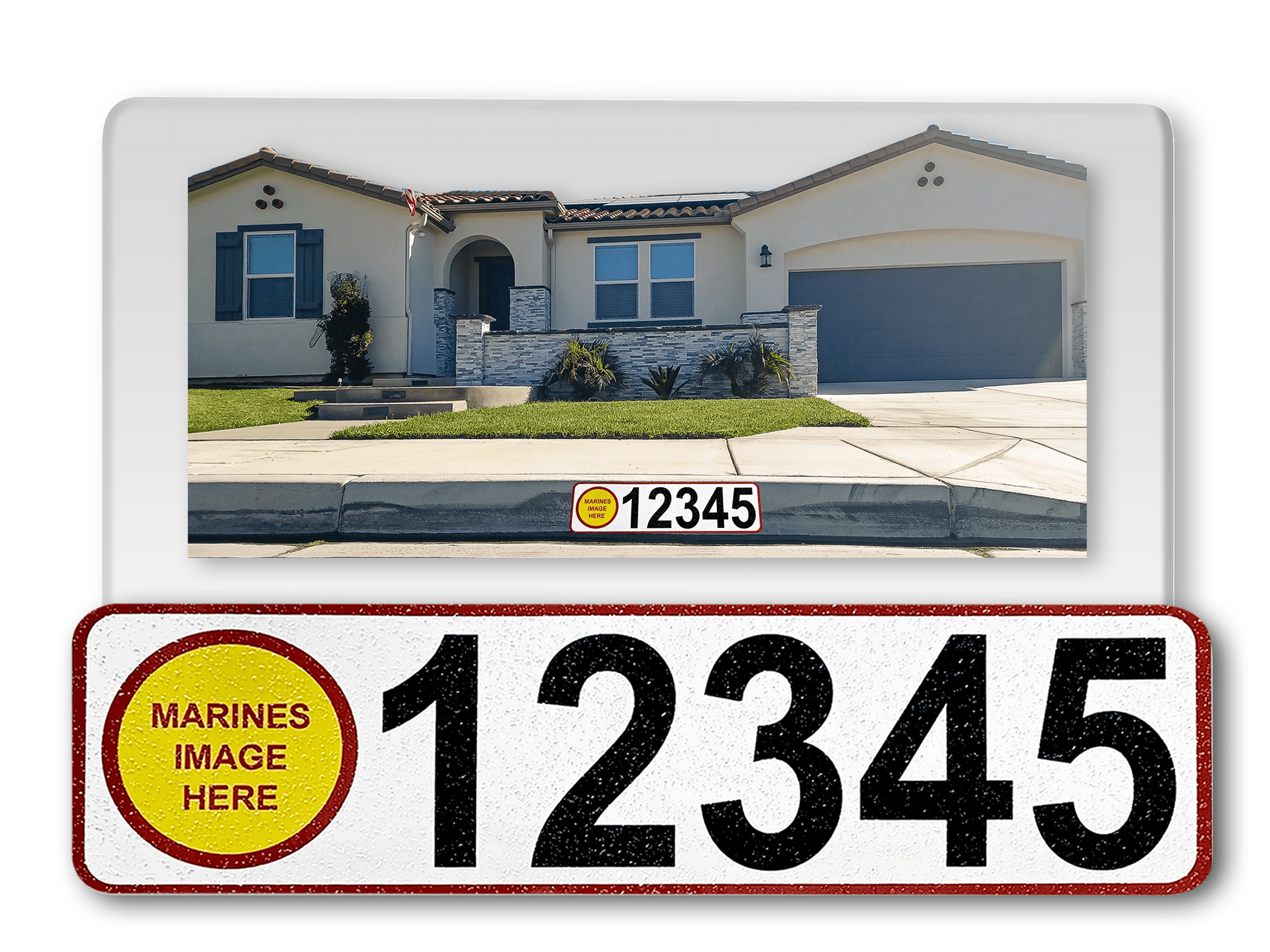 Curb-N-Sign® Customized Reflective Aluminum Curb Address Sticker Decal ...