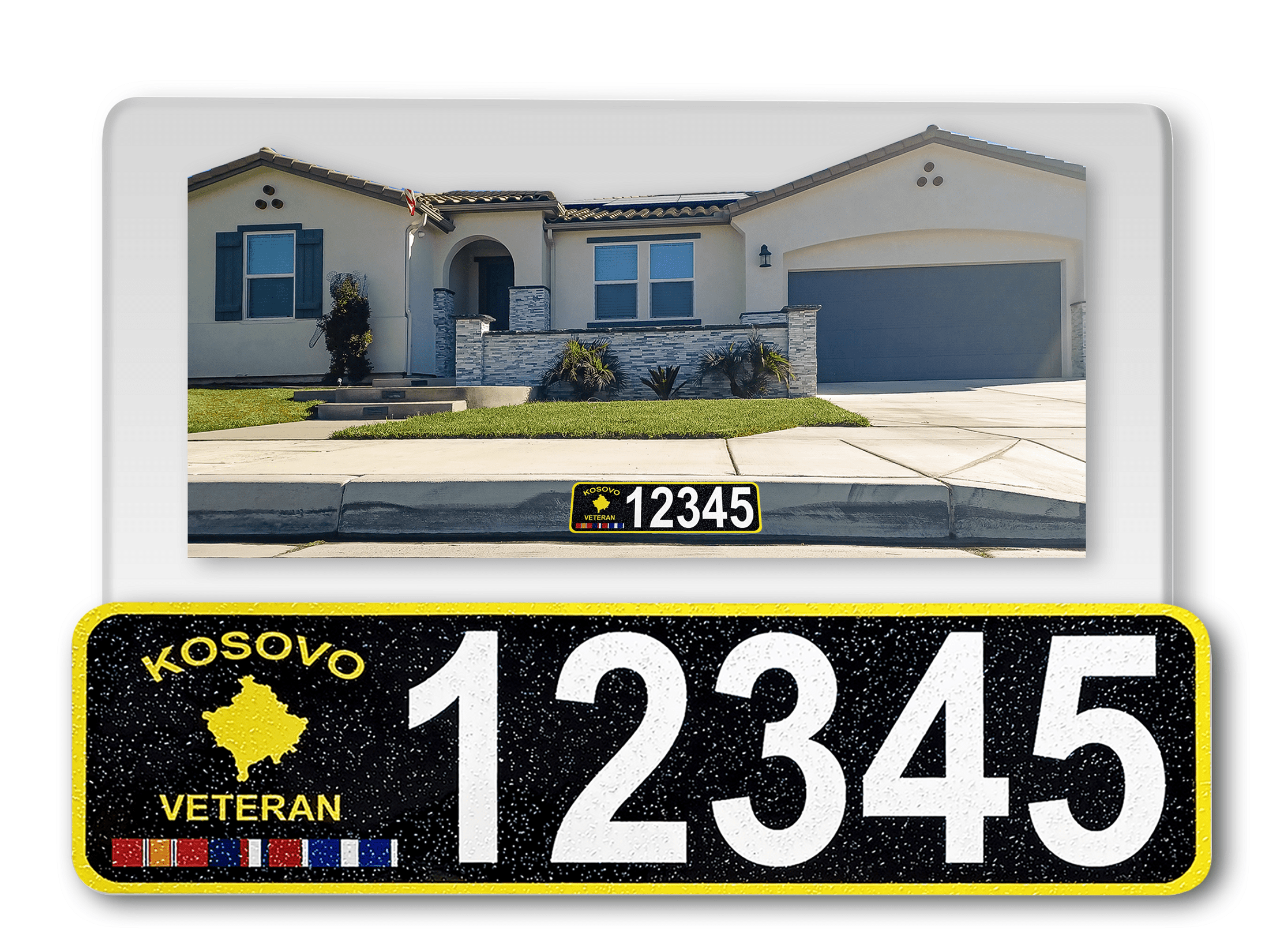 Curb-N-Sign® Customized Reflective Aluminum Curb Address Sticker Decal, Military Curb Wrap ...
