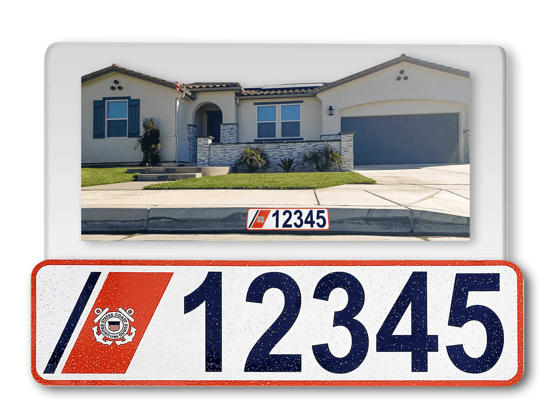 Curb-N-Sign® Customized Reflective Aluminum Curb Address Sticker Decal, Military Curb Wrap ...