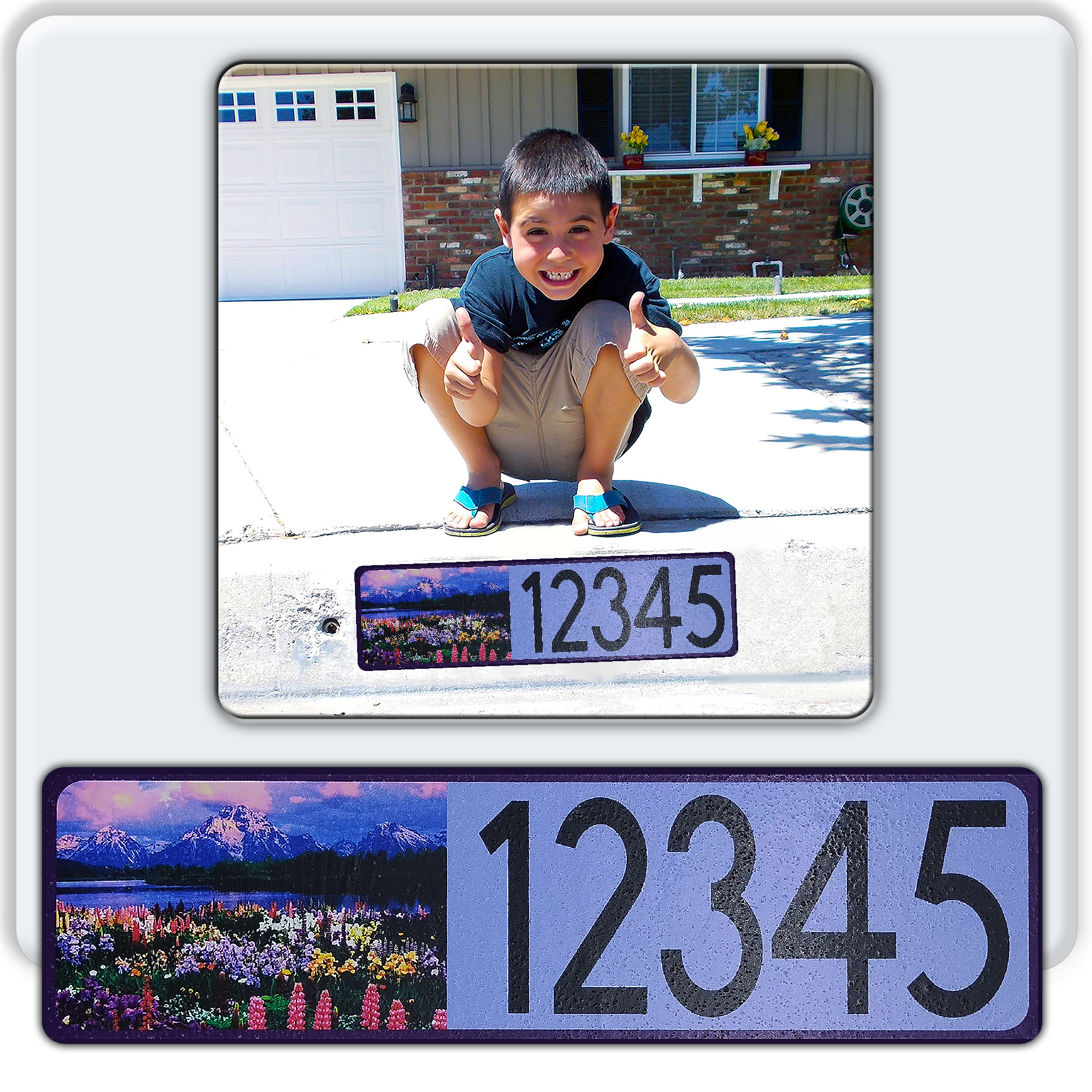 Curb-N-Sign® Customized Super Reflective Aluminum House Number Sticker ...