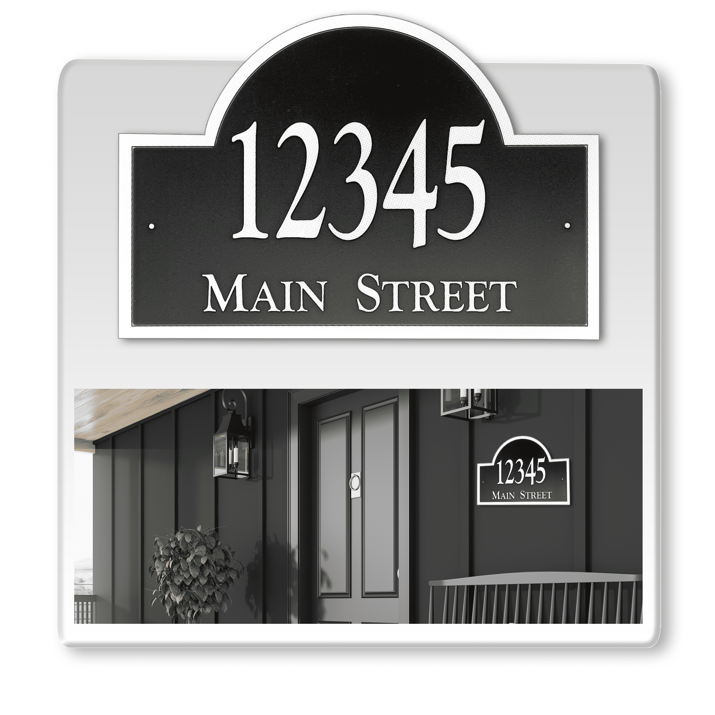 Curb-N-Sign® Fancy Arch Super Reflective Mailbox Address Numbers Plaque ...