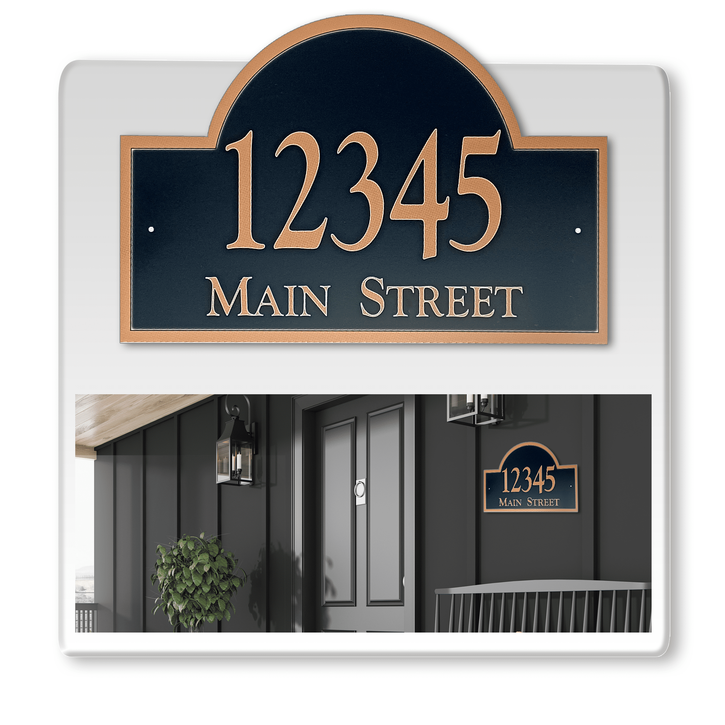 Curb-N-Sign® Fancy Arch Super Reflective Mailbox Address Numbers Plaque ...