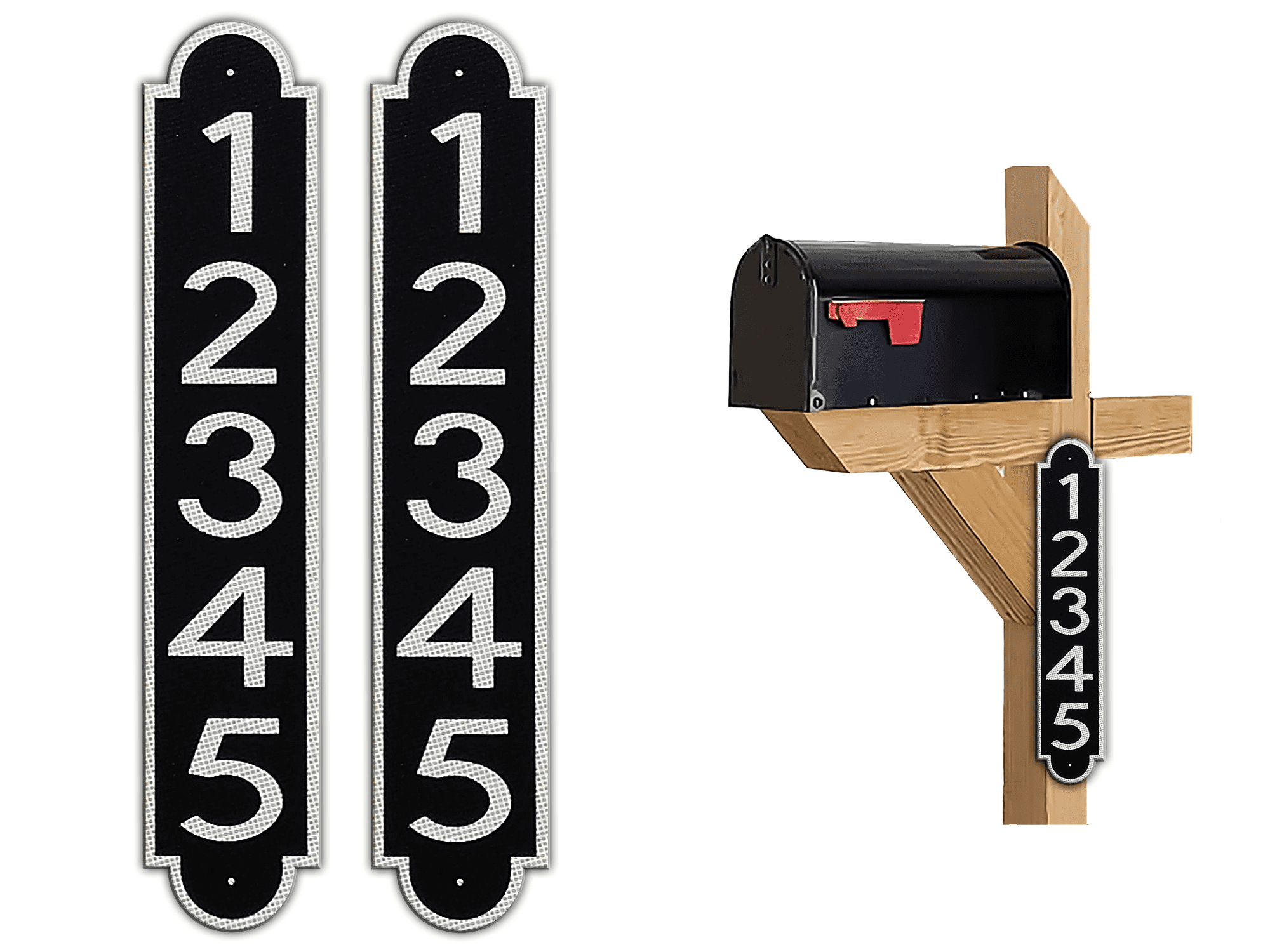 Curb-N-Sign® Fancy Super Reflective Mailbox Address Numbers Plaque ...